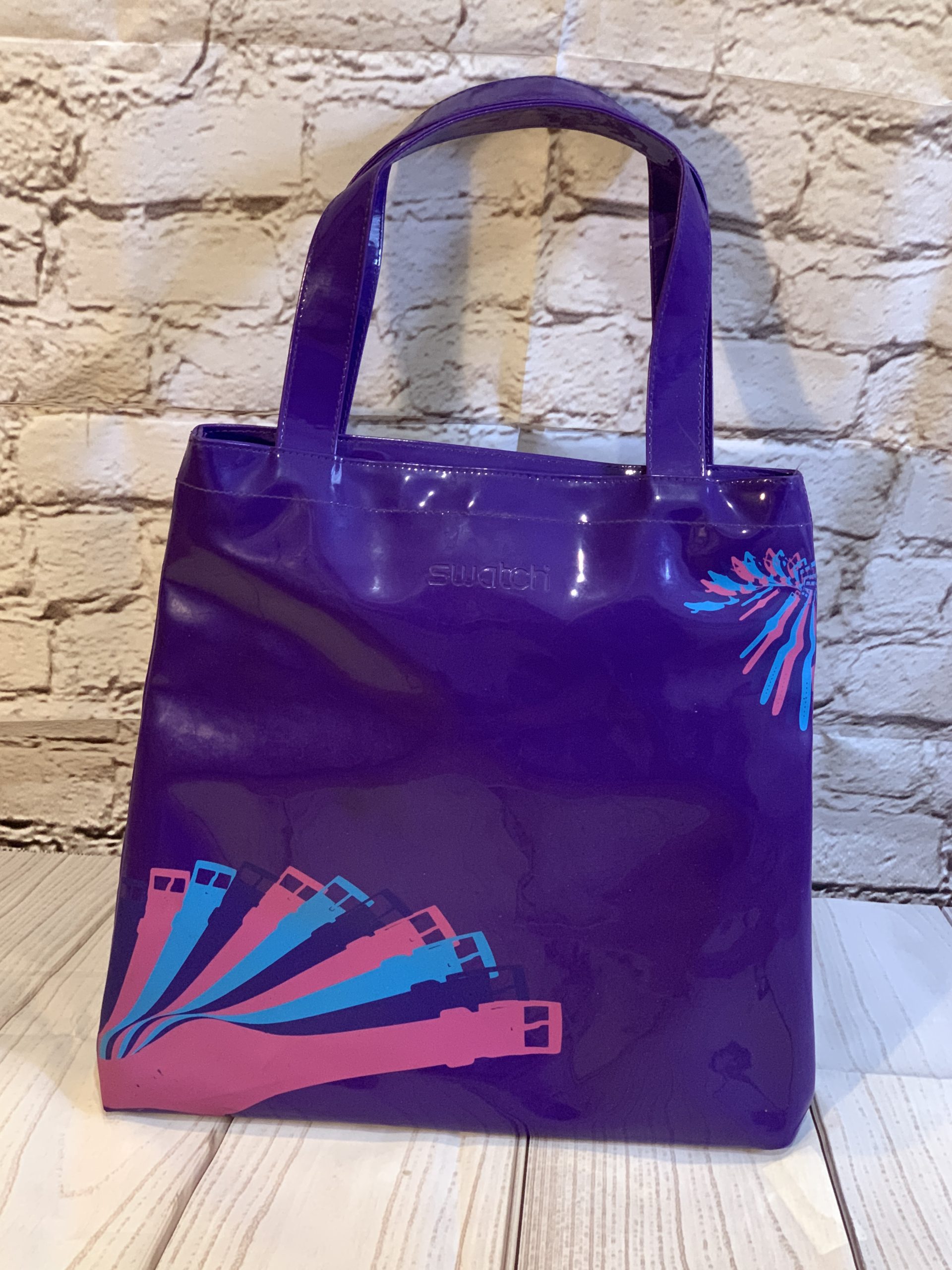 Vintage Swatch Purple Vinyl Carry Tote Bag - Vintage Keepsakes