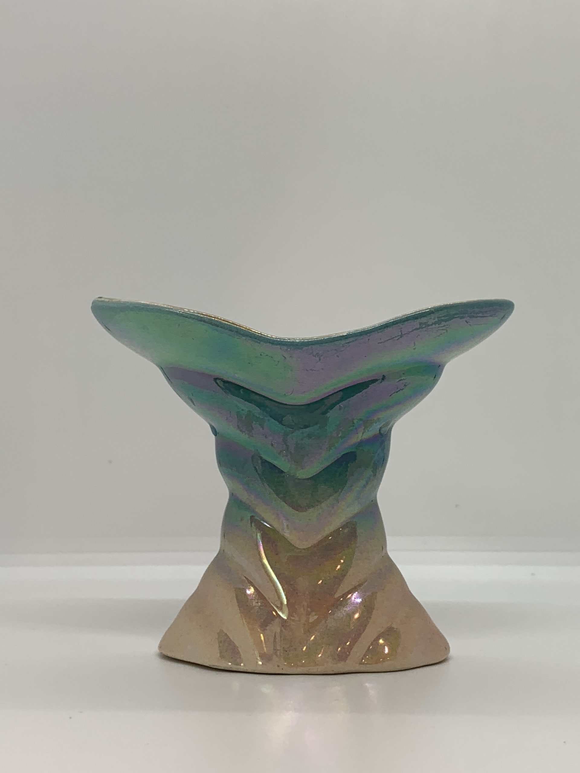 Vintage Pates Pottery Small Lustre Fan Vase 10cm - Vintage Keepsakes