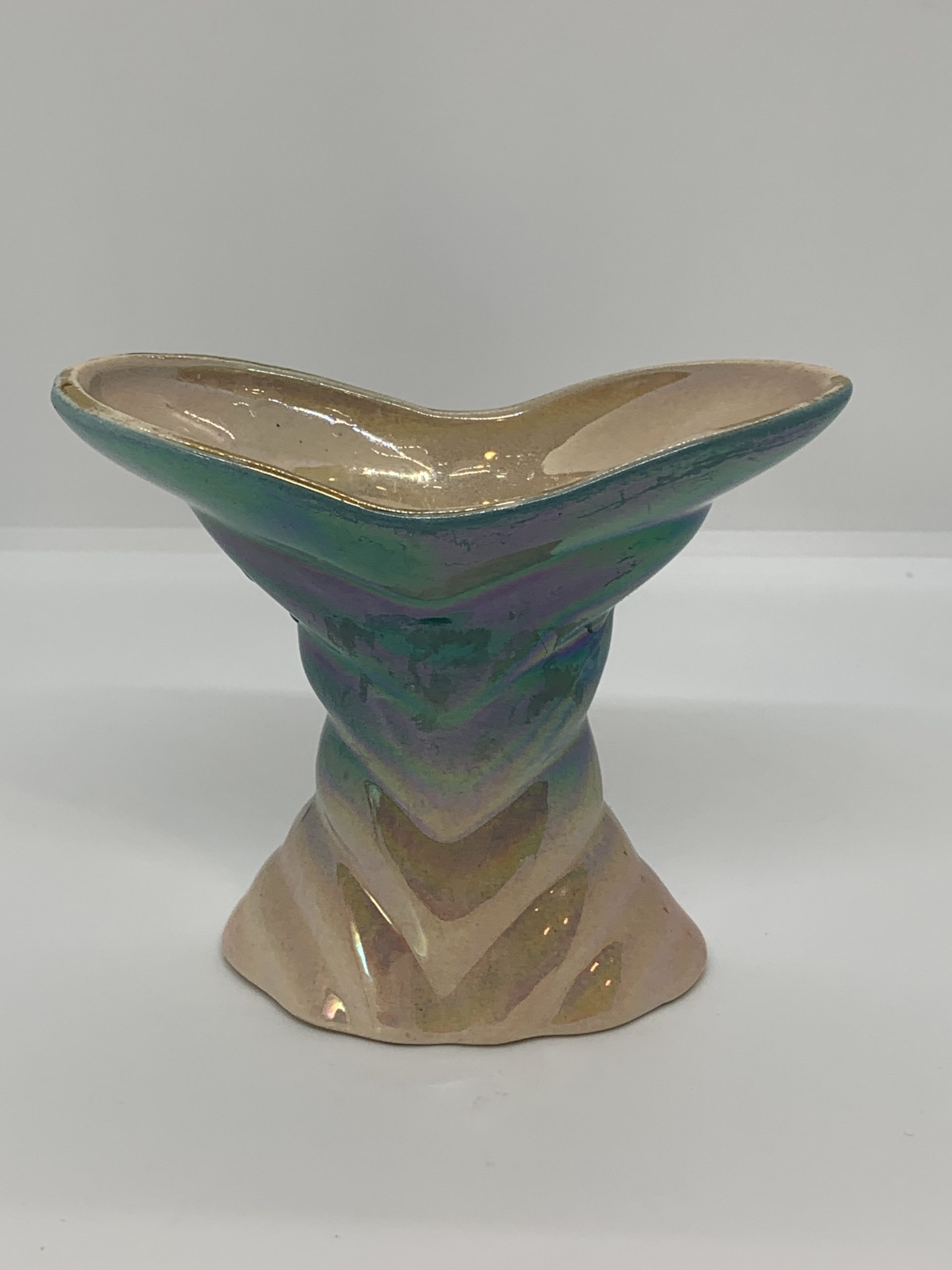 Vintage Pates Pottery Small Lustre Fan Vase 10cm - Vintage Keepsakes