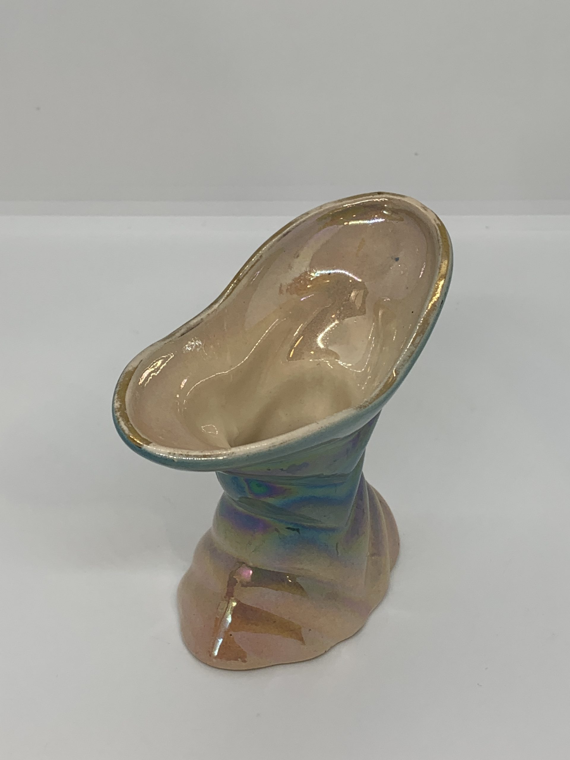 Vintage Pates Pottery Small Lustre Fan Vase 10cm - Vintage Keepsakes