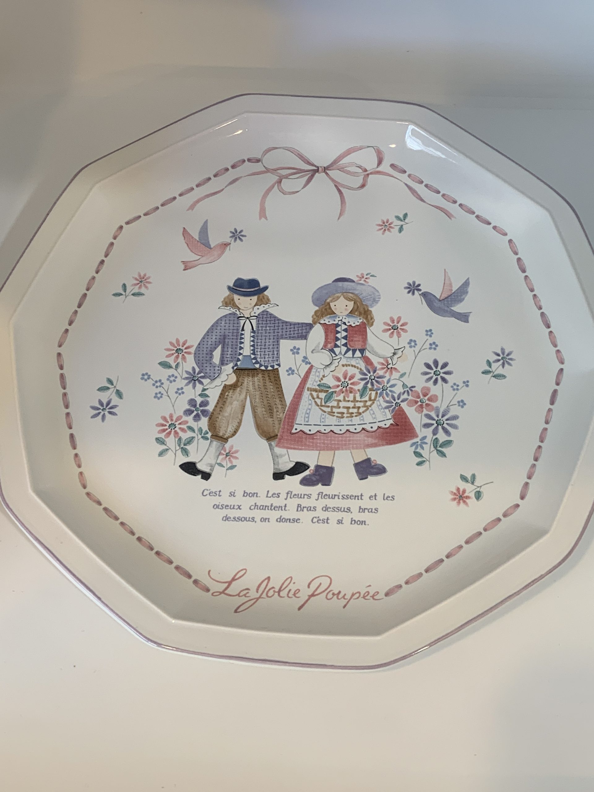 Hexagonal Mikasa La Petite Poem Plate MK760 28cm - Vintage Keepsakes