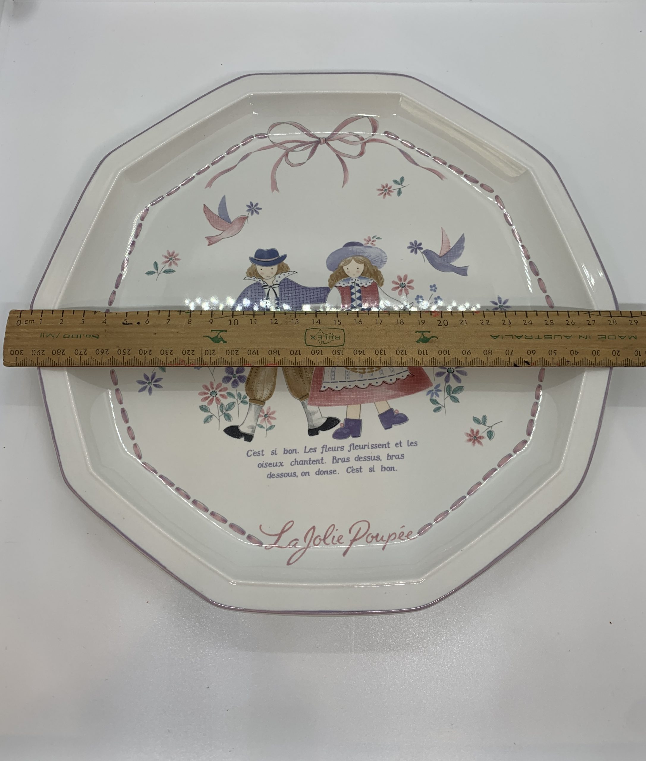 Hexagonal Mikasa La Petite Poem Plate MK760 28cm - Vintage Keepsakes