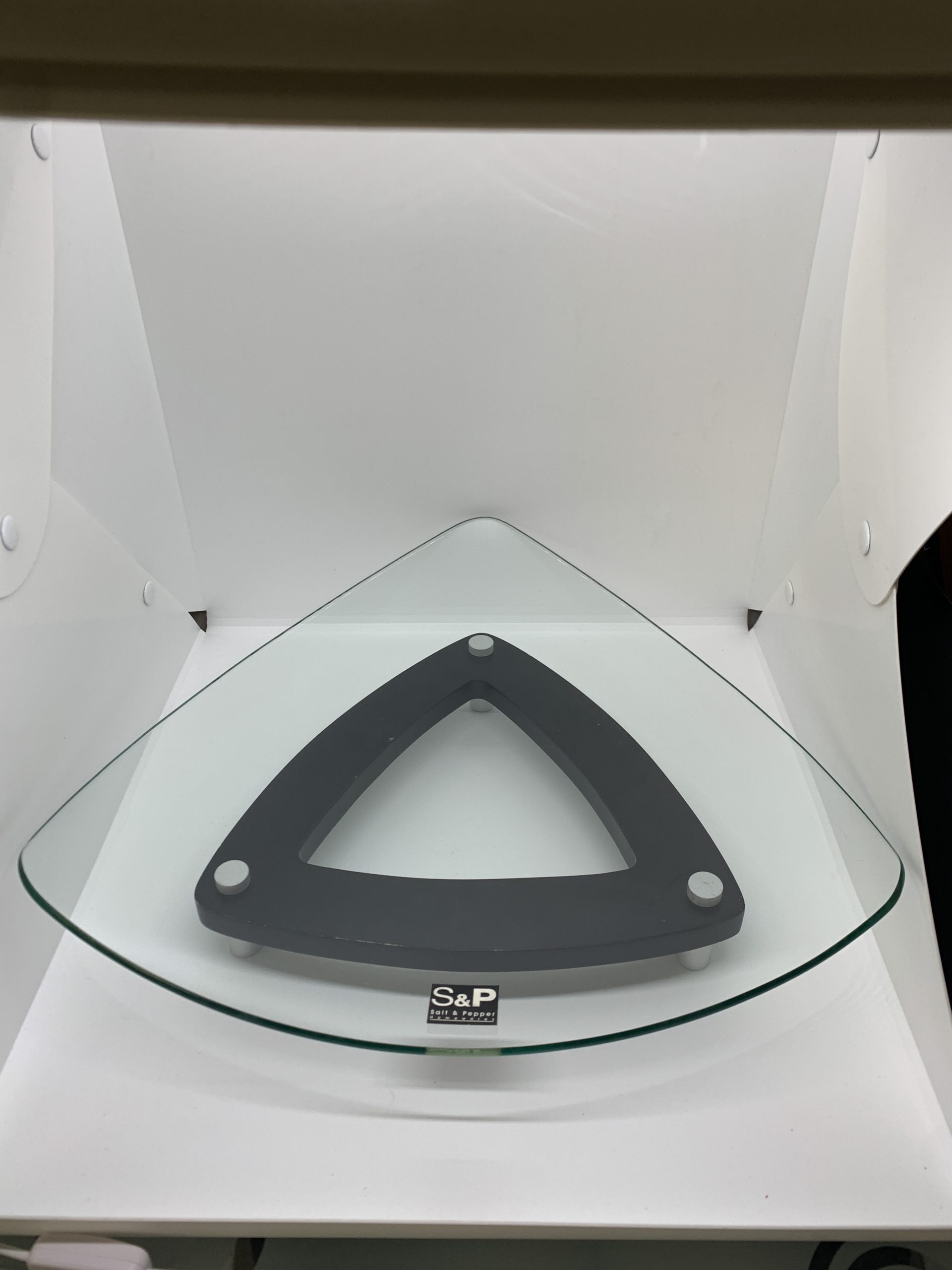 Salt and Pepper Triangular Glass Serving Plate with Stand - Vintage ...