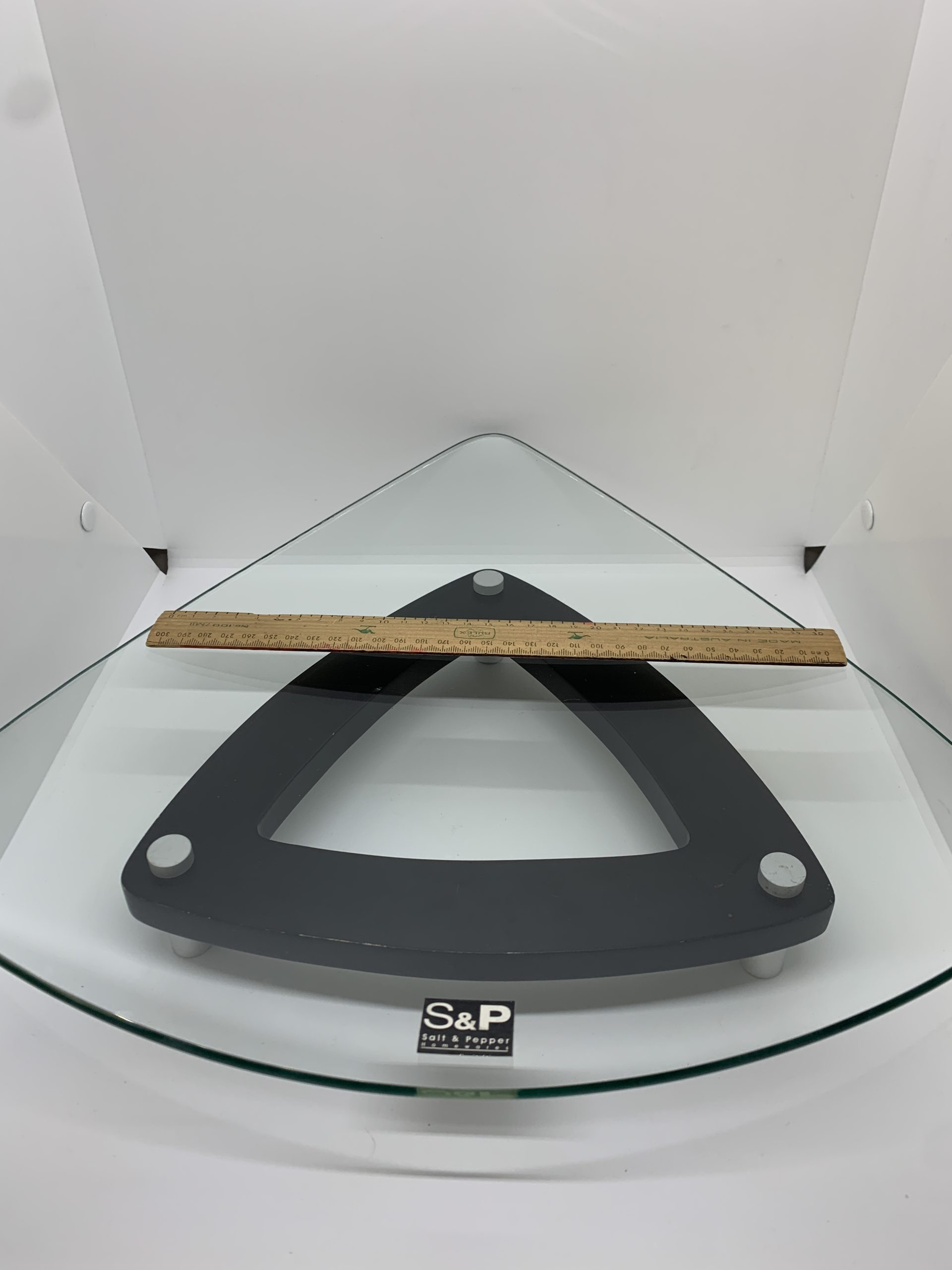 Salt and Pepper Triangular Glass Serving Plate with Stand - Vintage ...