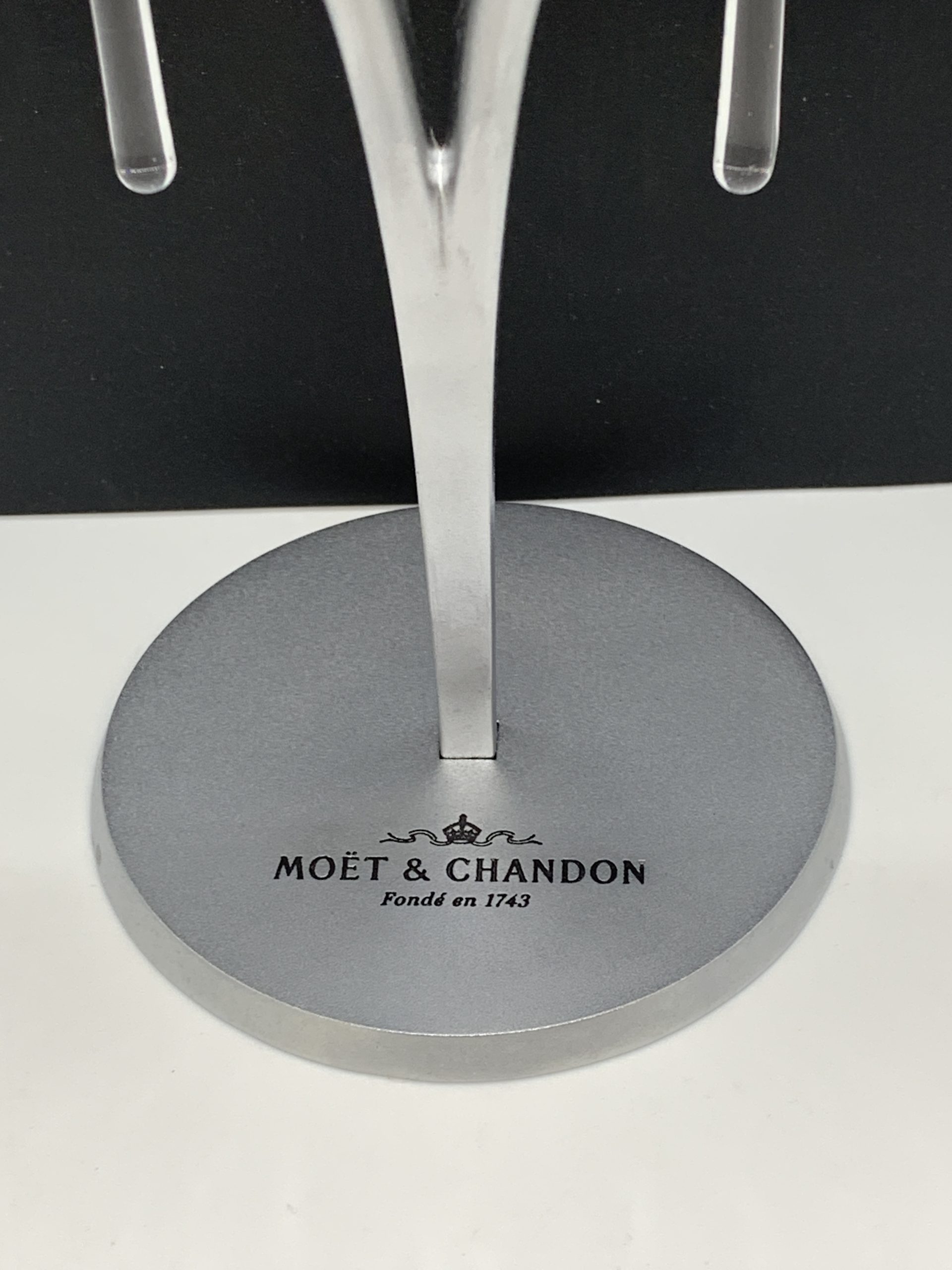 Moet and Chandon Duo of Pomponne Crystal Toasting Flutes in Aluminium ...