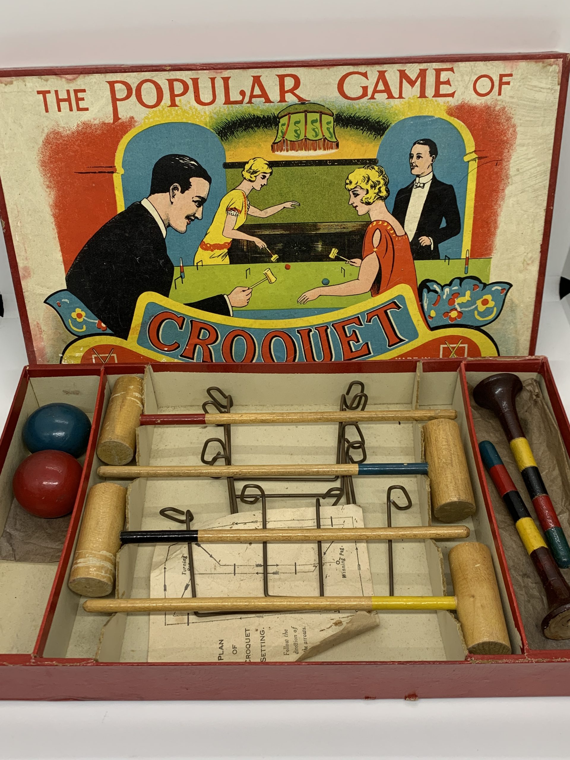 1920s The Popular Game of (Table Top) Croquet Set (missing two balls ...