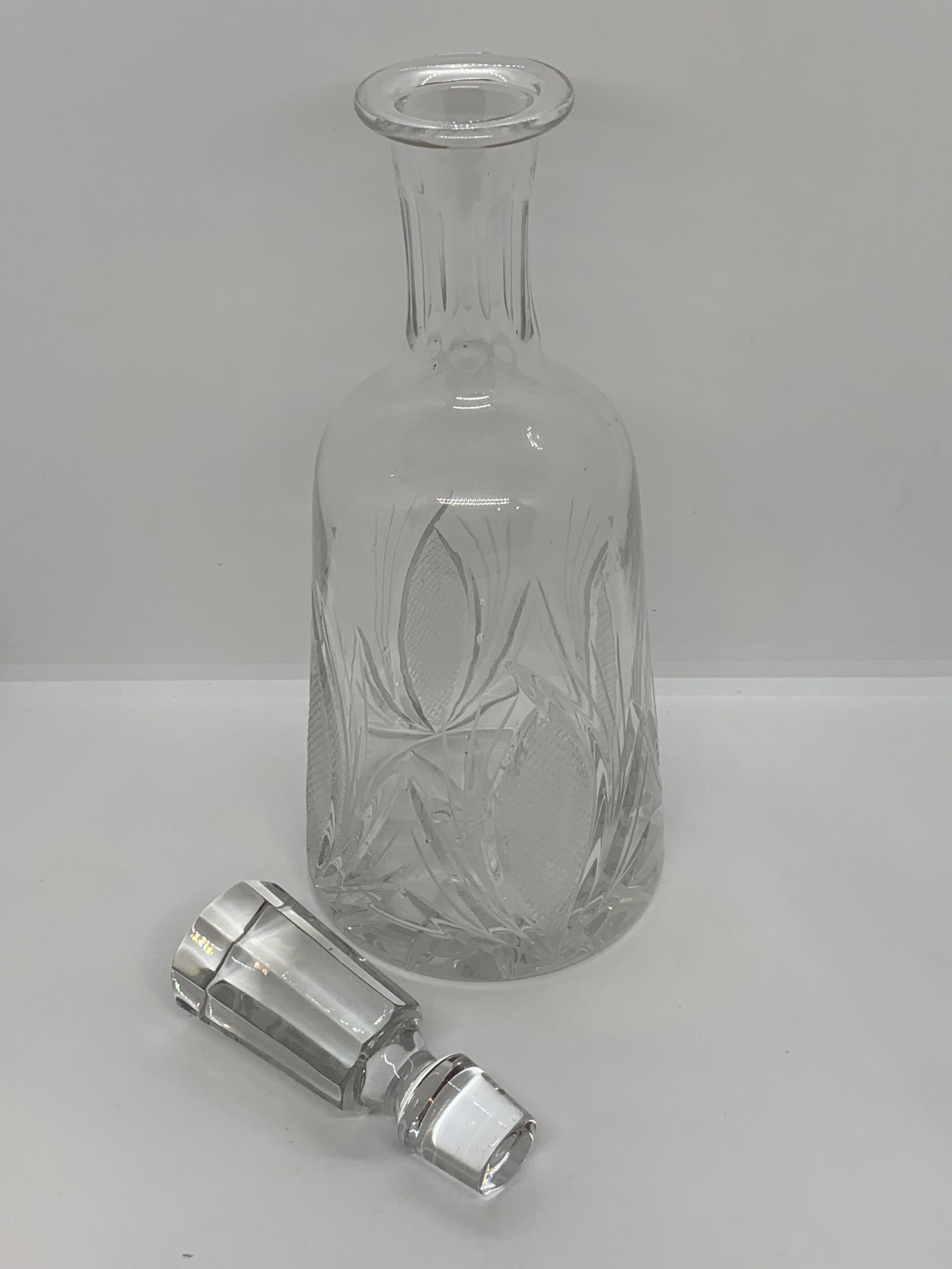 Cut Crystal Bell Shaped Decanter with 8-facet Stopper - Maize Pattern ...