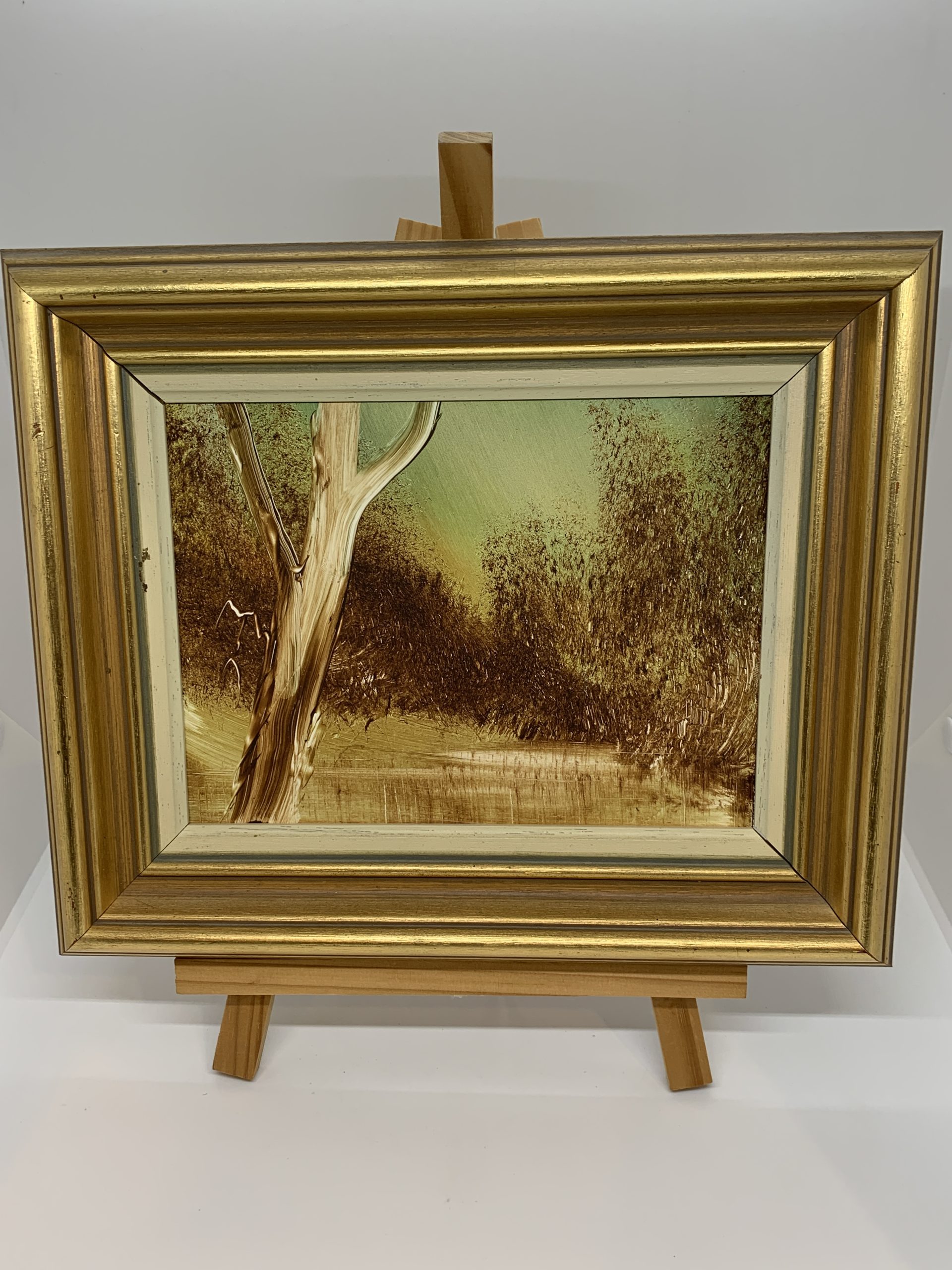 Jim Crofts Signed Original Oil Painting - Brown Hues with Tree Trunk ...