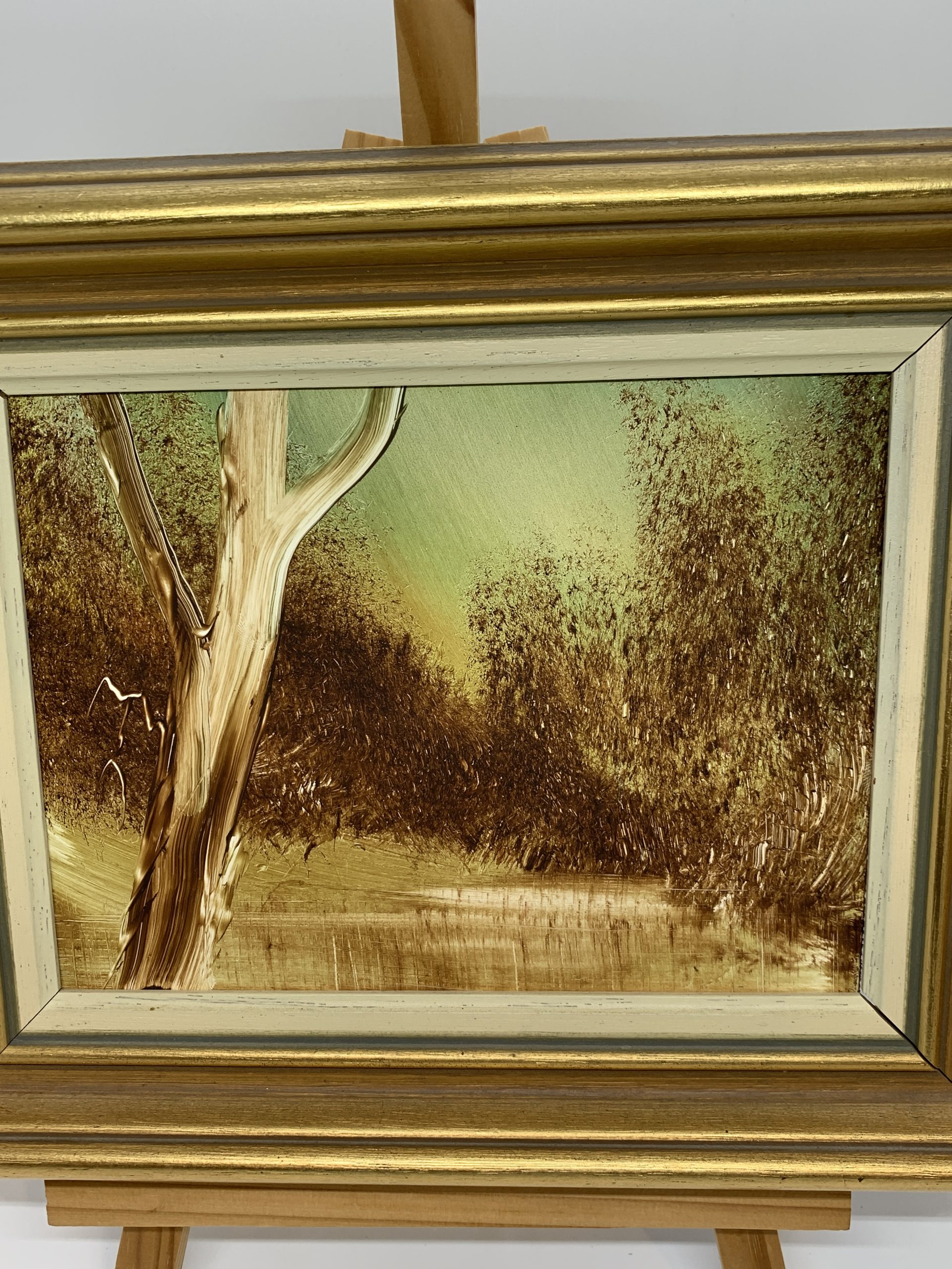 Jim Crofts Signed Original Oil Painting - Brown Hues with Tree Trunk ...