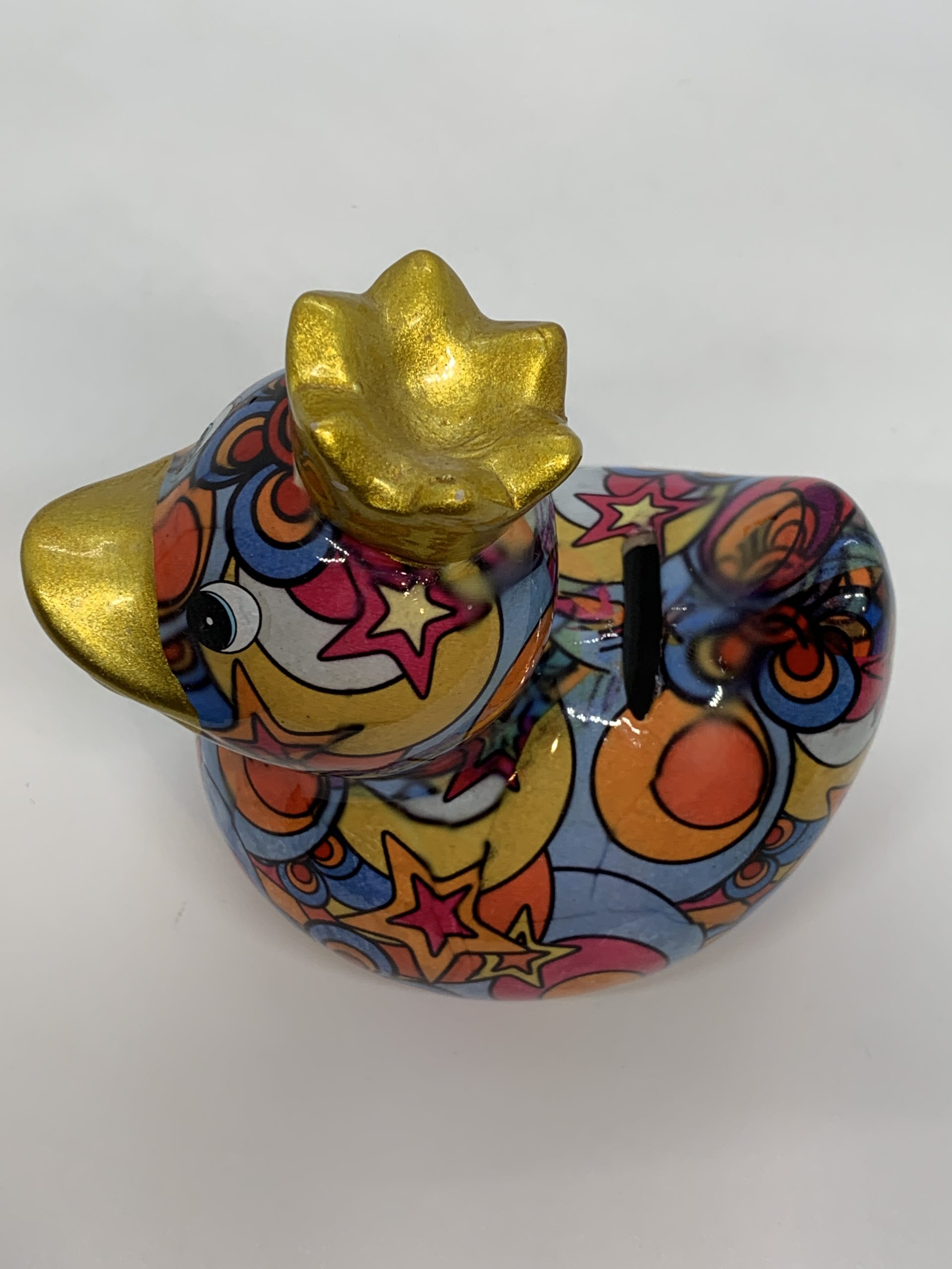 King Duck Money Piggy Bank - Colourful Pattern - Vintage Keepsakes