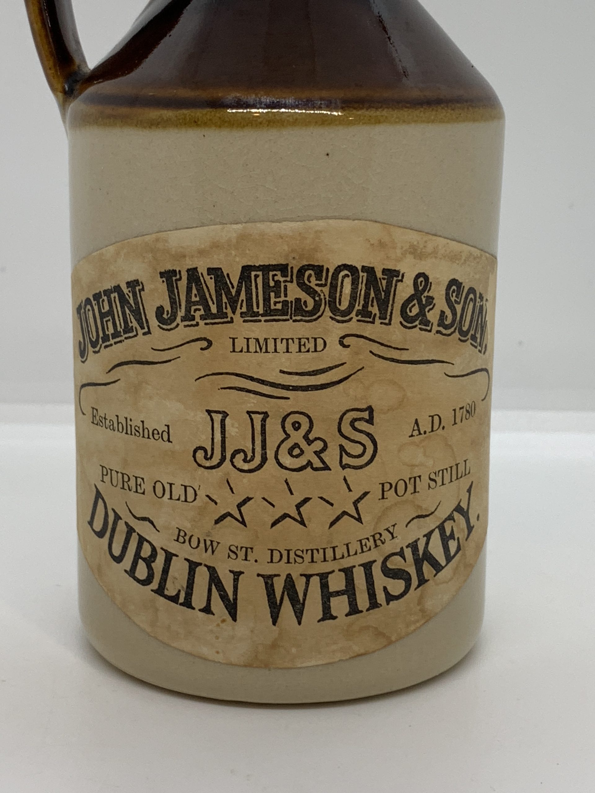 John Jameson and Son Dublin Whiskey Pottery Jug with Stopper 15cm ...