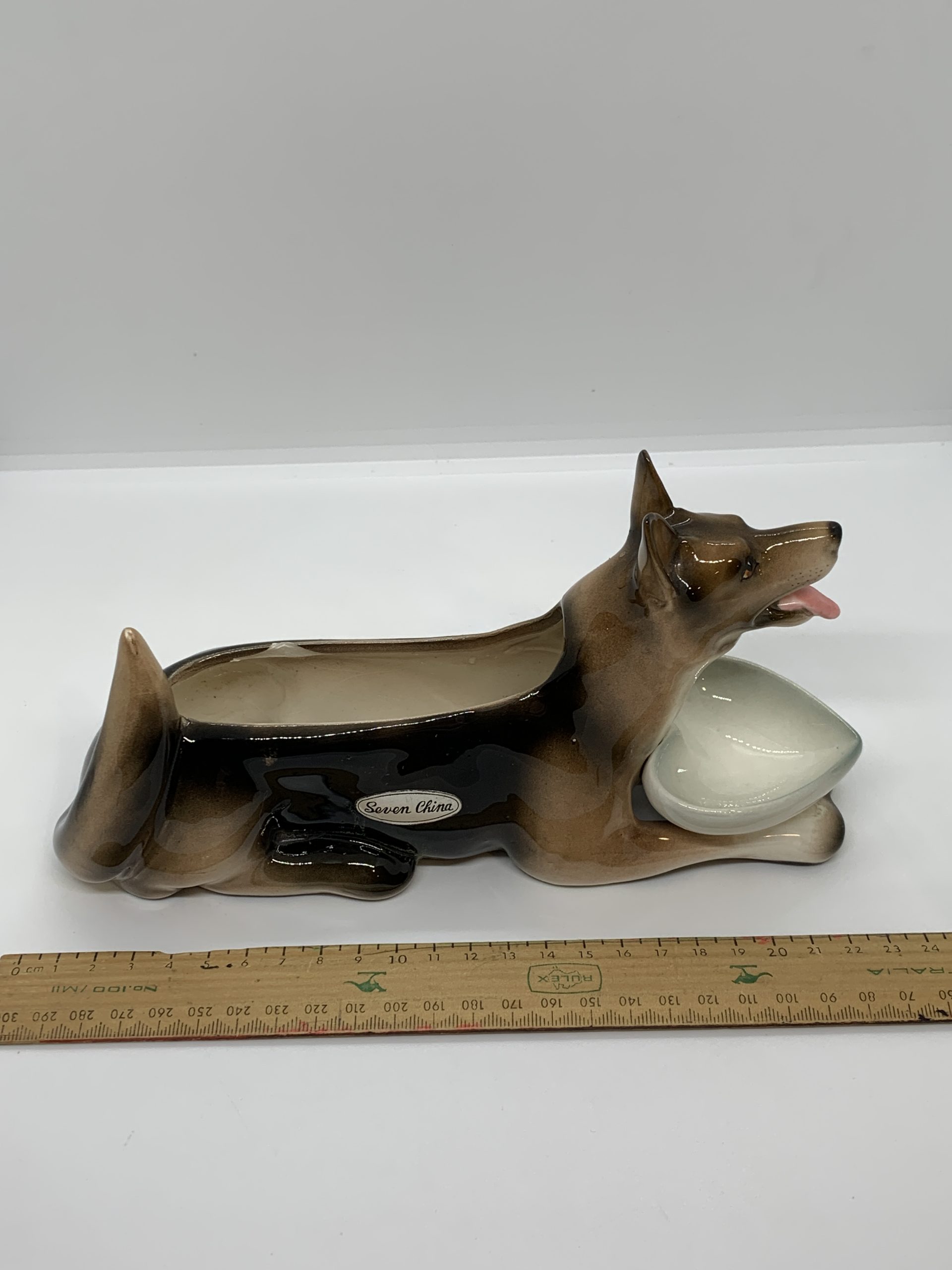 Seven China Ceramic Glazed Dog Trough Vase 23cm long (chip on inner rim ...