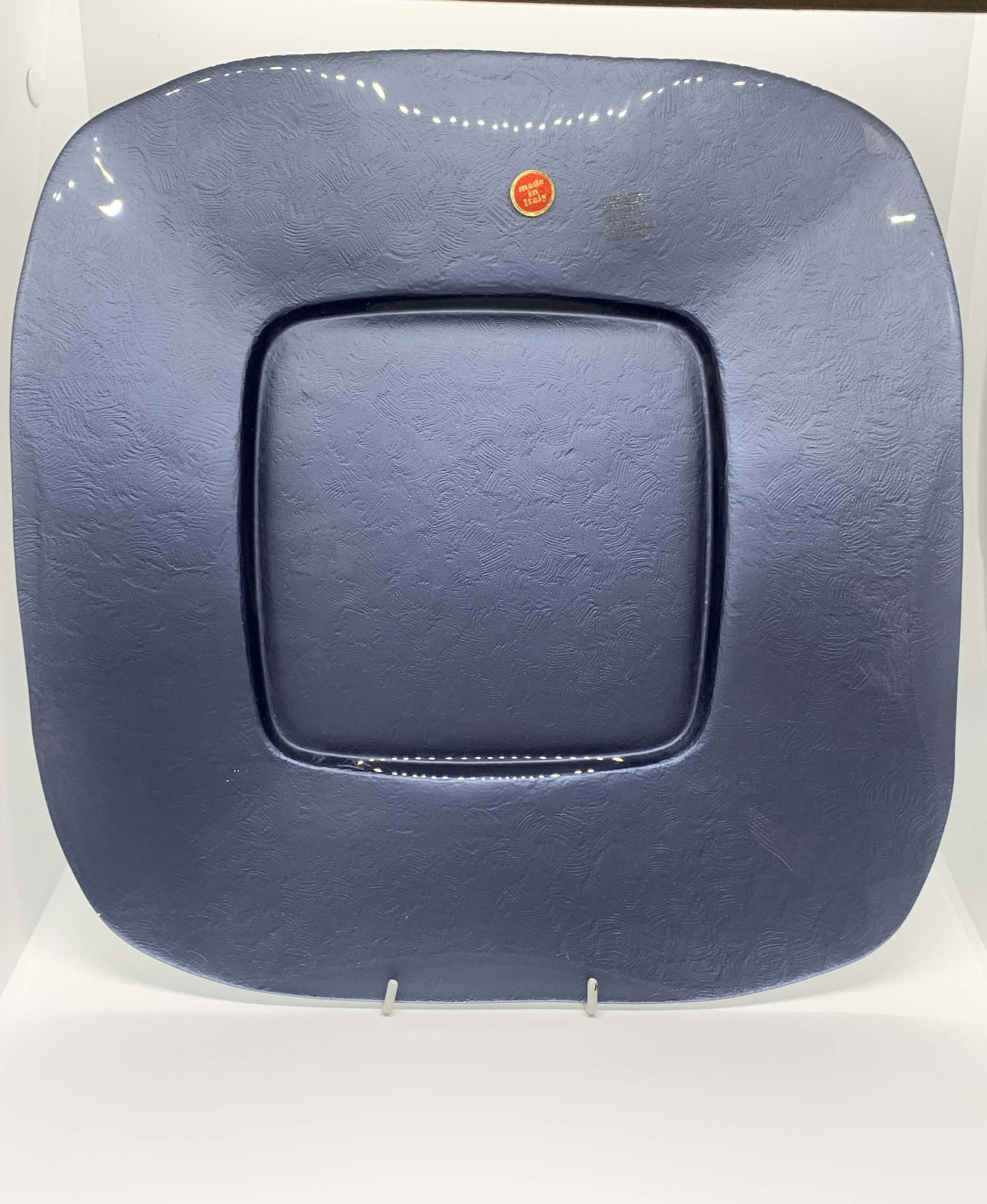 Hand Painted 37cm Square Glass Platter - Made in Italy - Vintage Keepsakes