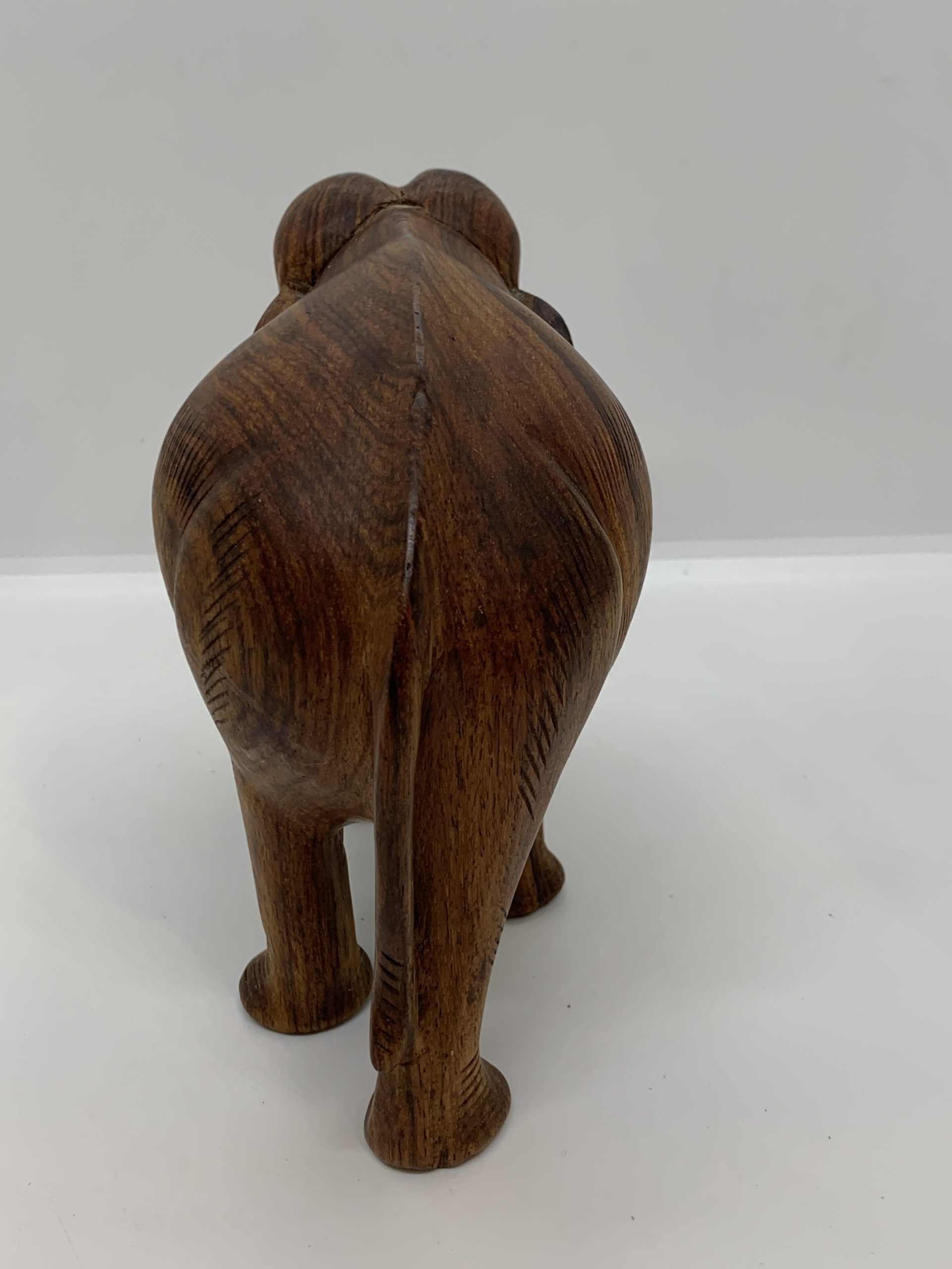 Wooden Carved Elephant 16cm tall (one tusk) - Vintage Keepsakes