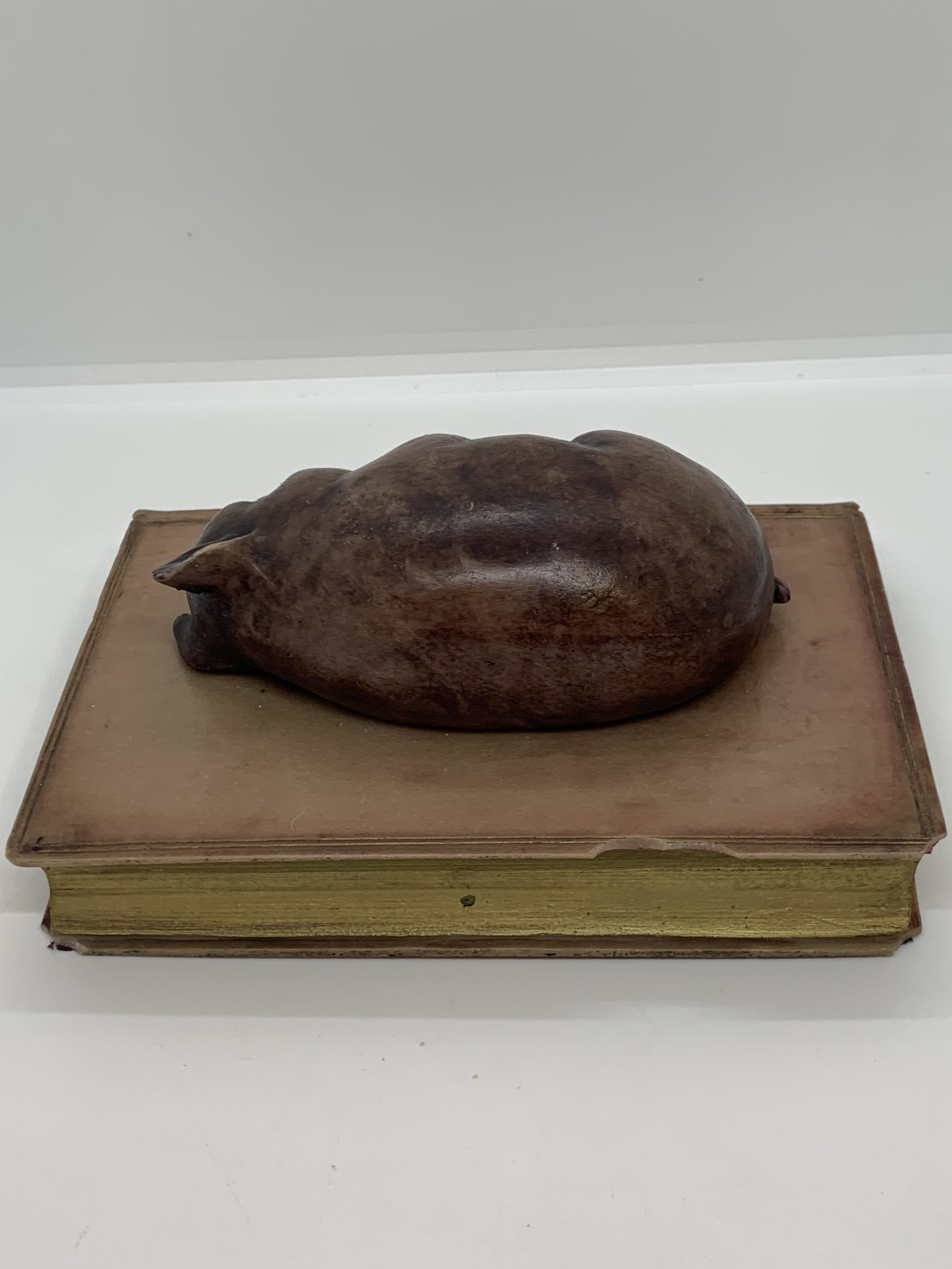 Faux Book Paperweight with Pig on Top (some chips to book edge) approx ...
