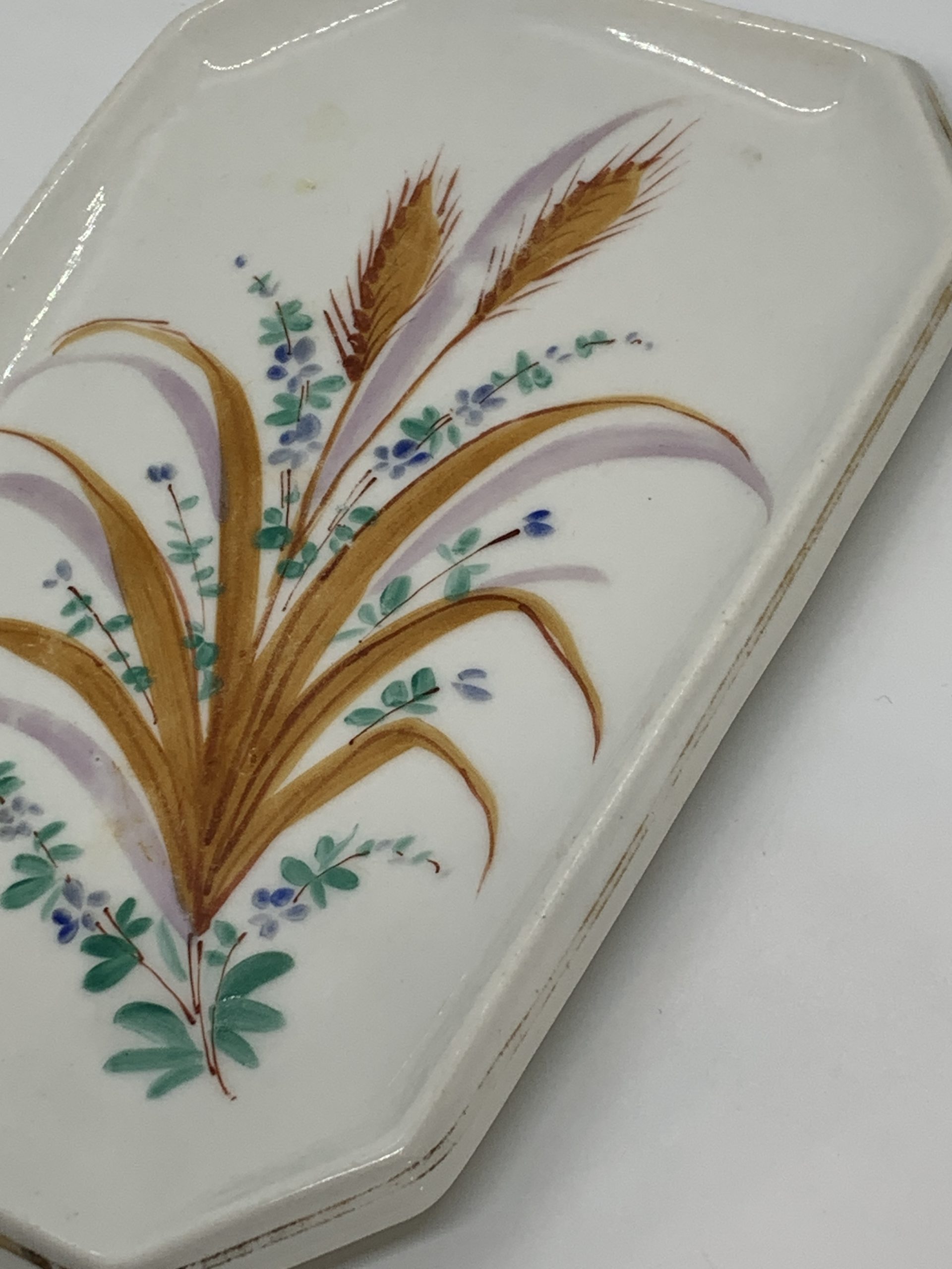 Rectangular Tray hand painted ceramic wheat pattern 22x15cm - Vintage ...