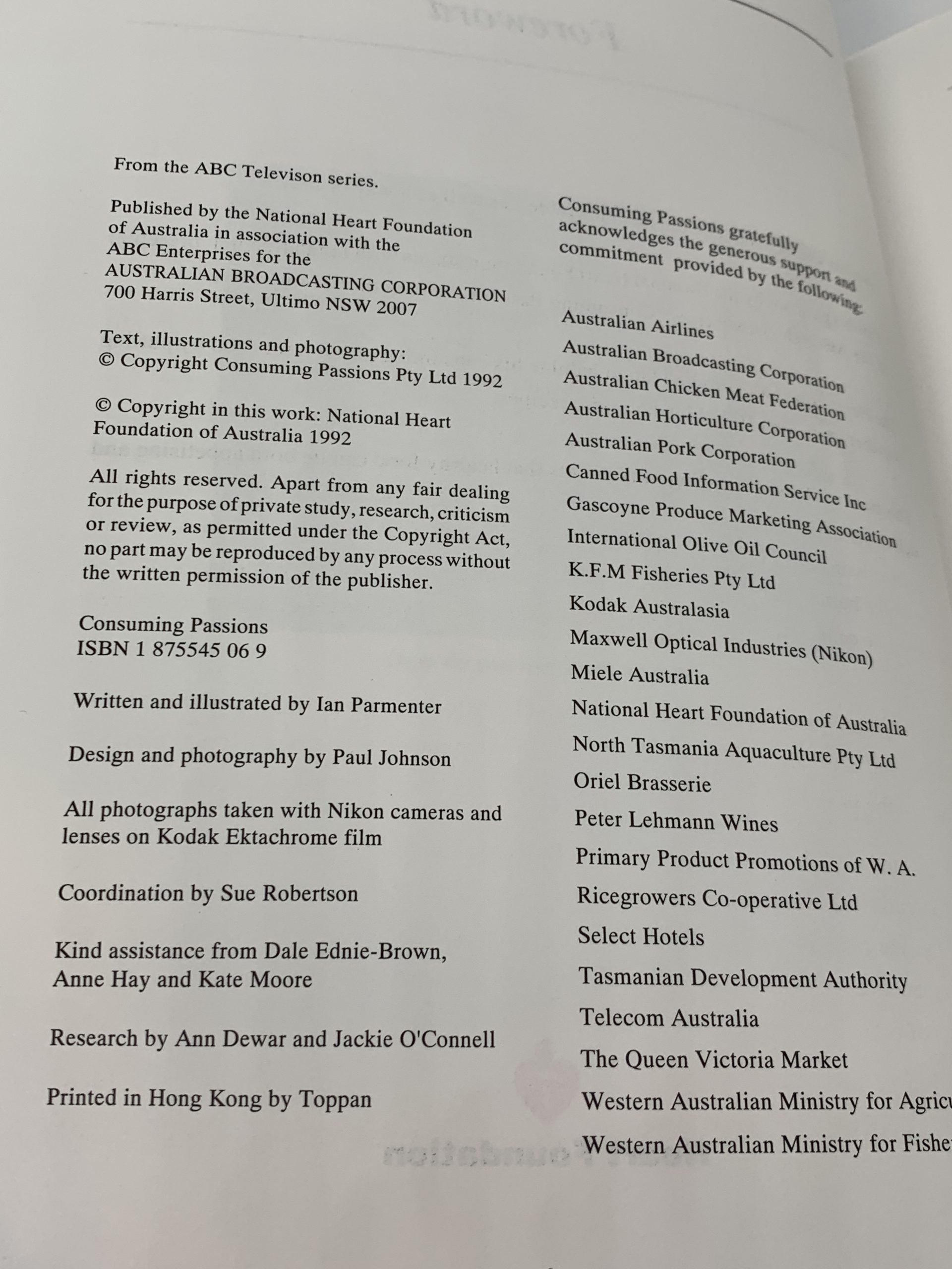 Consuming Passions cookng with Ian Parmenter - ABC Books 1992 ...