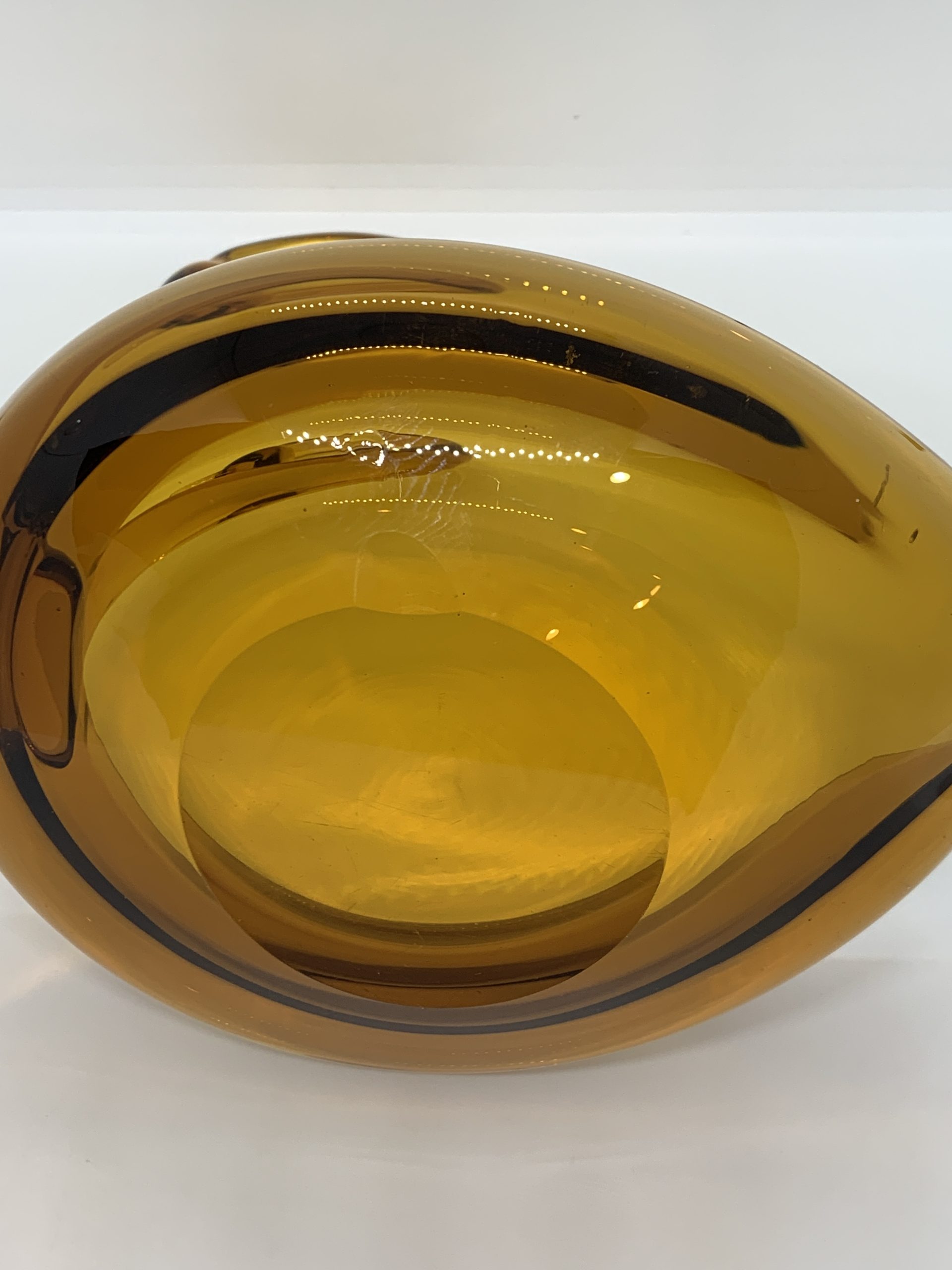 Vintage Amber Bohemia Art Glass Swan Bowl 24cm Long Vintage Keepsakes