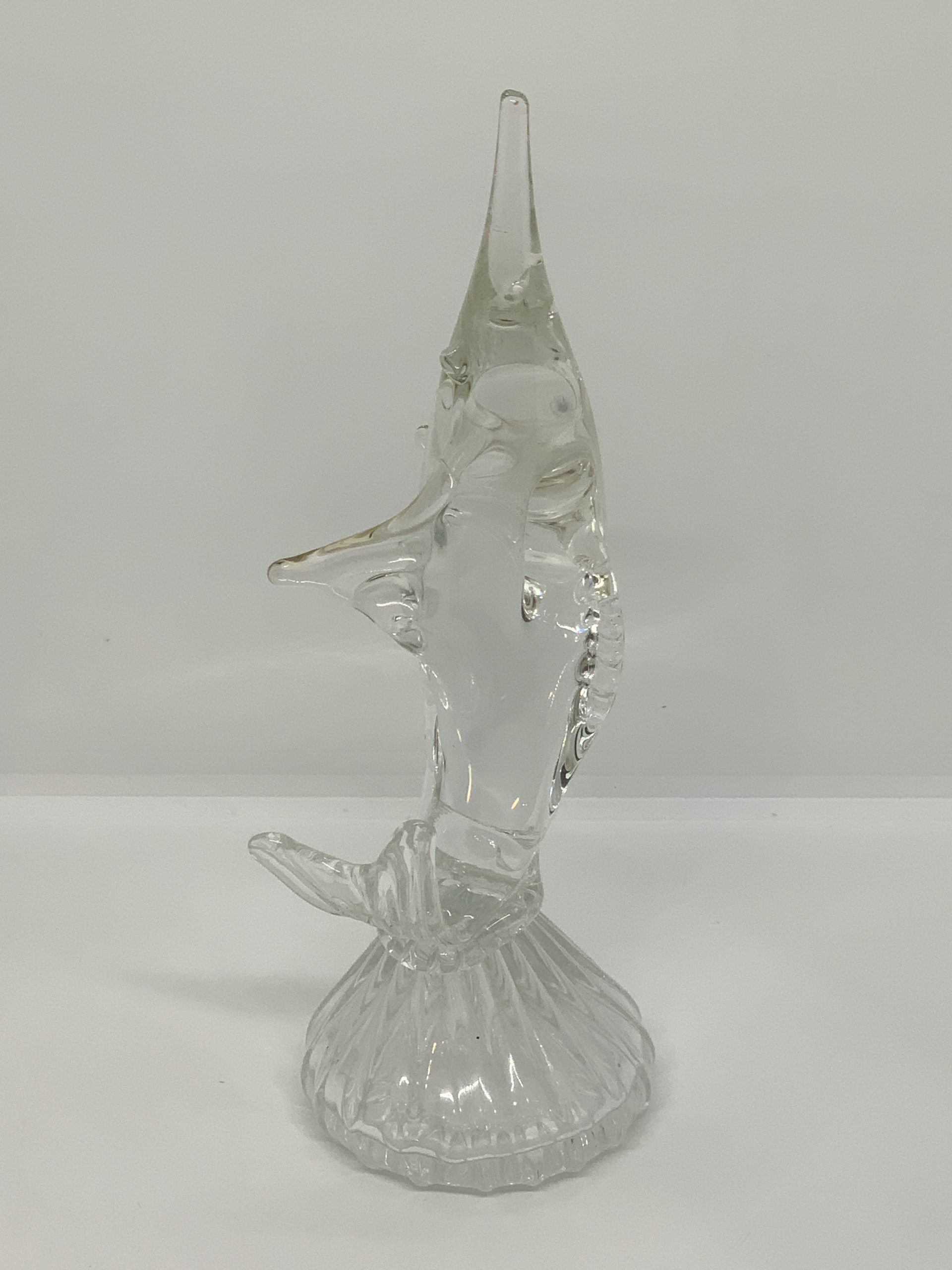 Art Glass Fish Sculpture on Pressed Glass Pedestal Base 25cm high ...