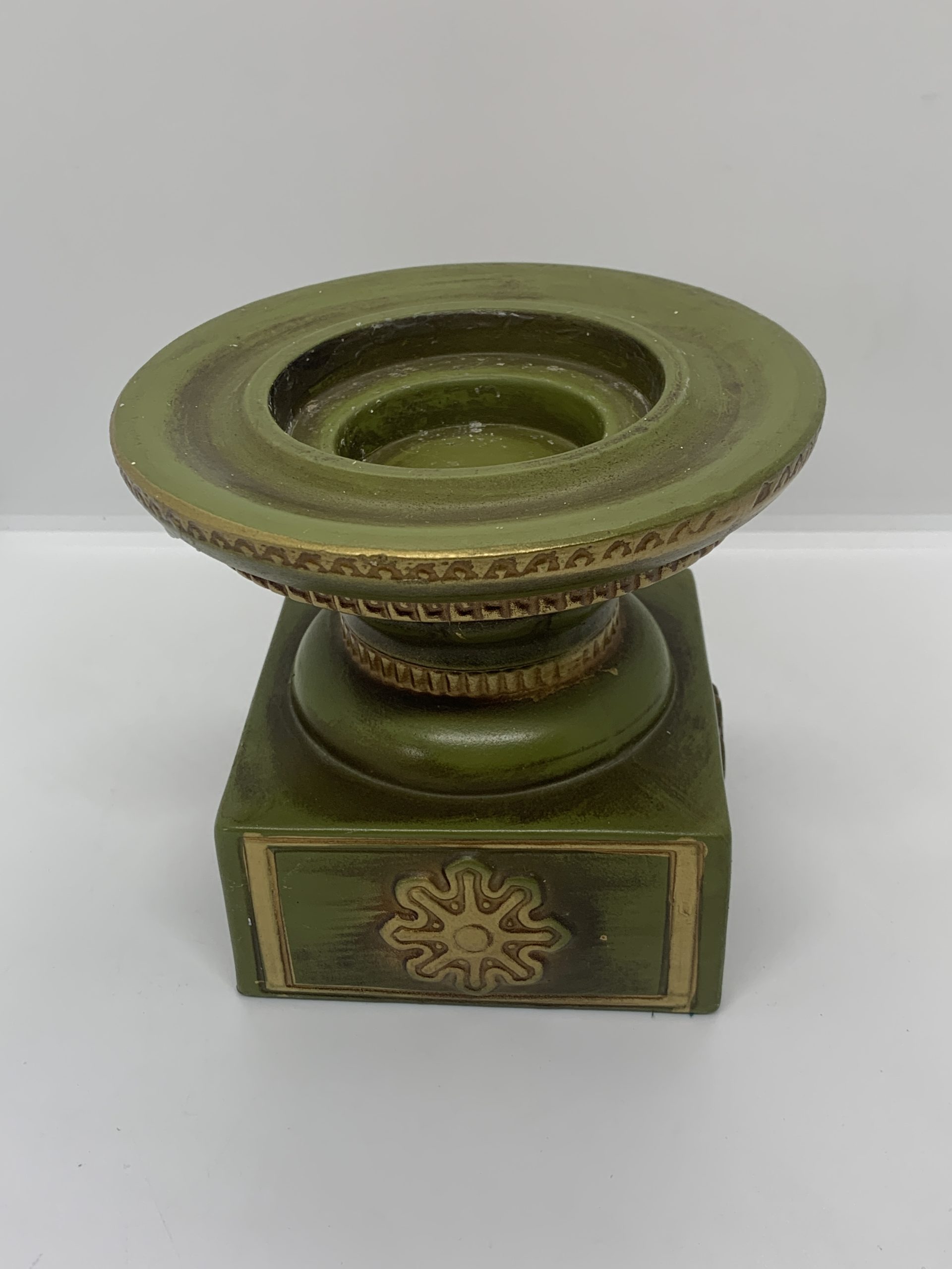 Square Candle Base with Candle (approx 18cm wide) - Vintage Keepsakes