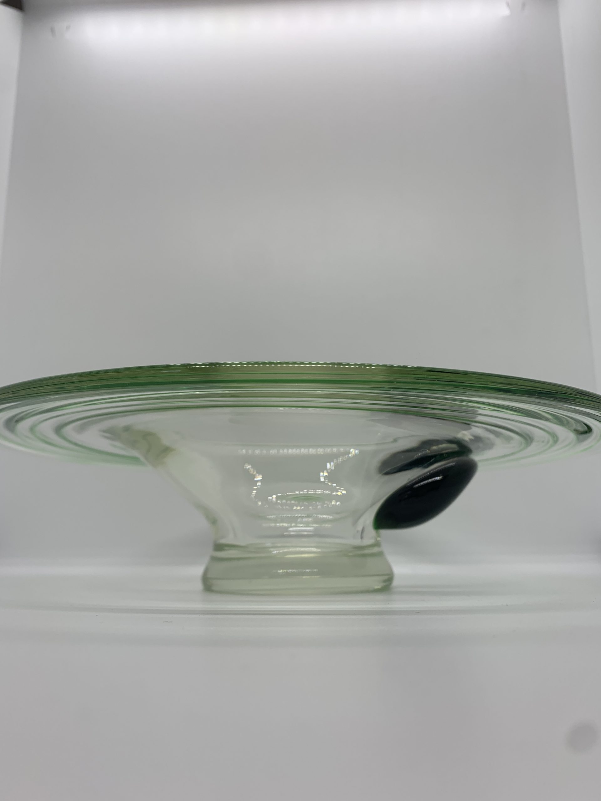 Clear Glass Fruit Bowl with Threaded Green Glass Highlight 24cm ...