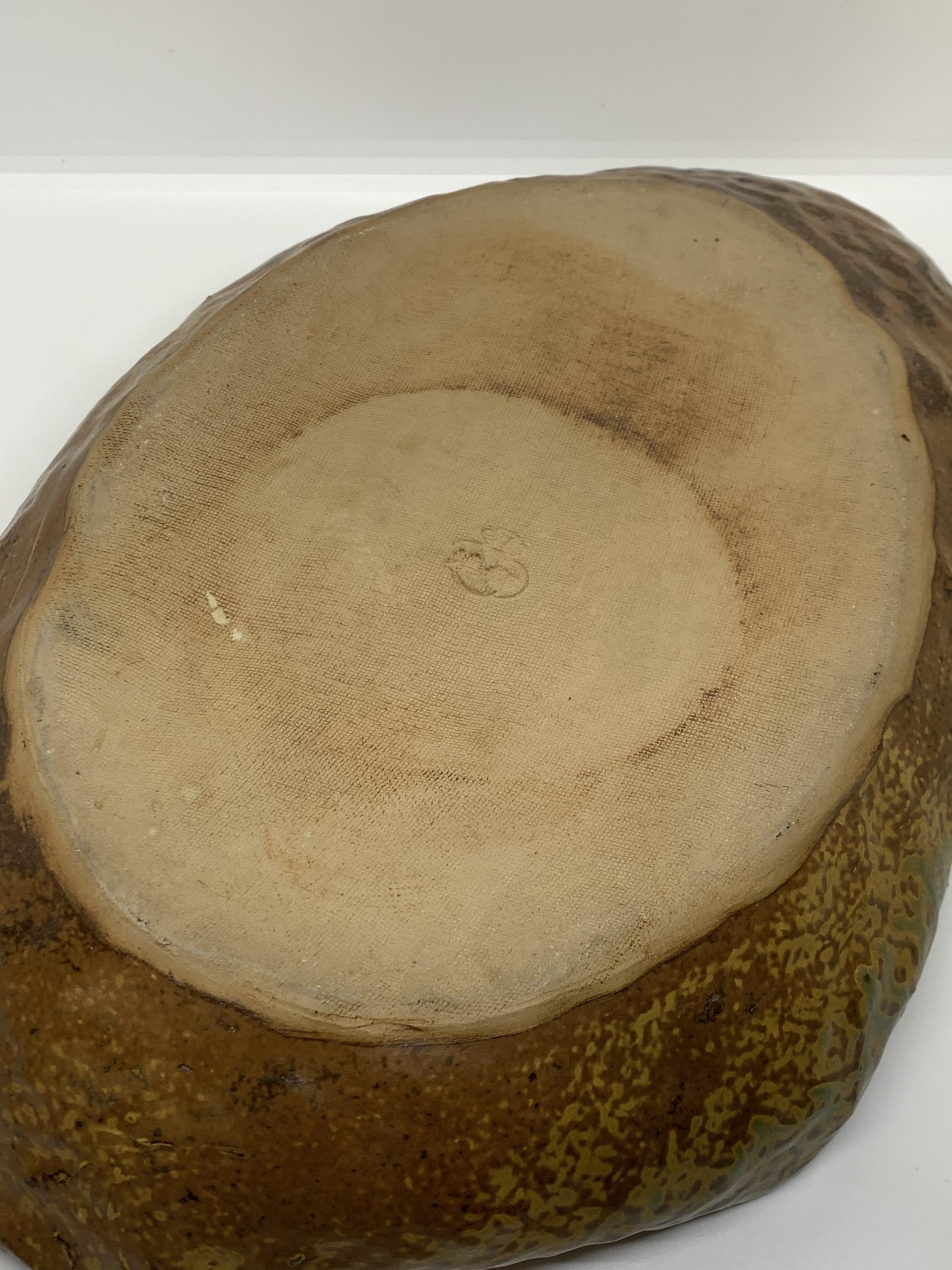 Large Leaf Form Studio Pottery Platter - stamped on base - 42cm long ...