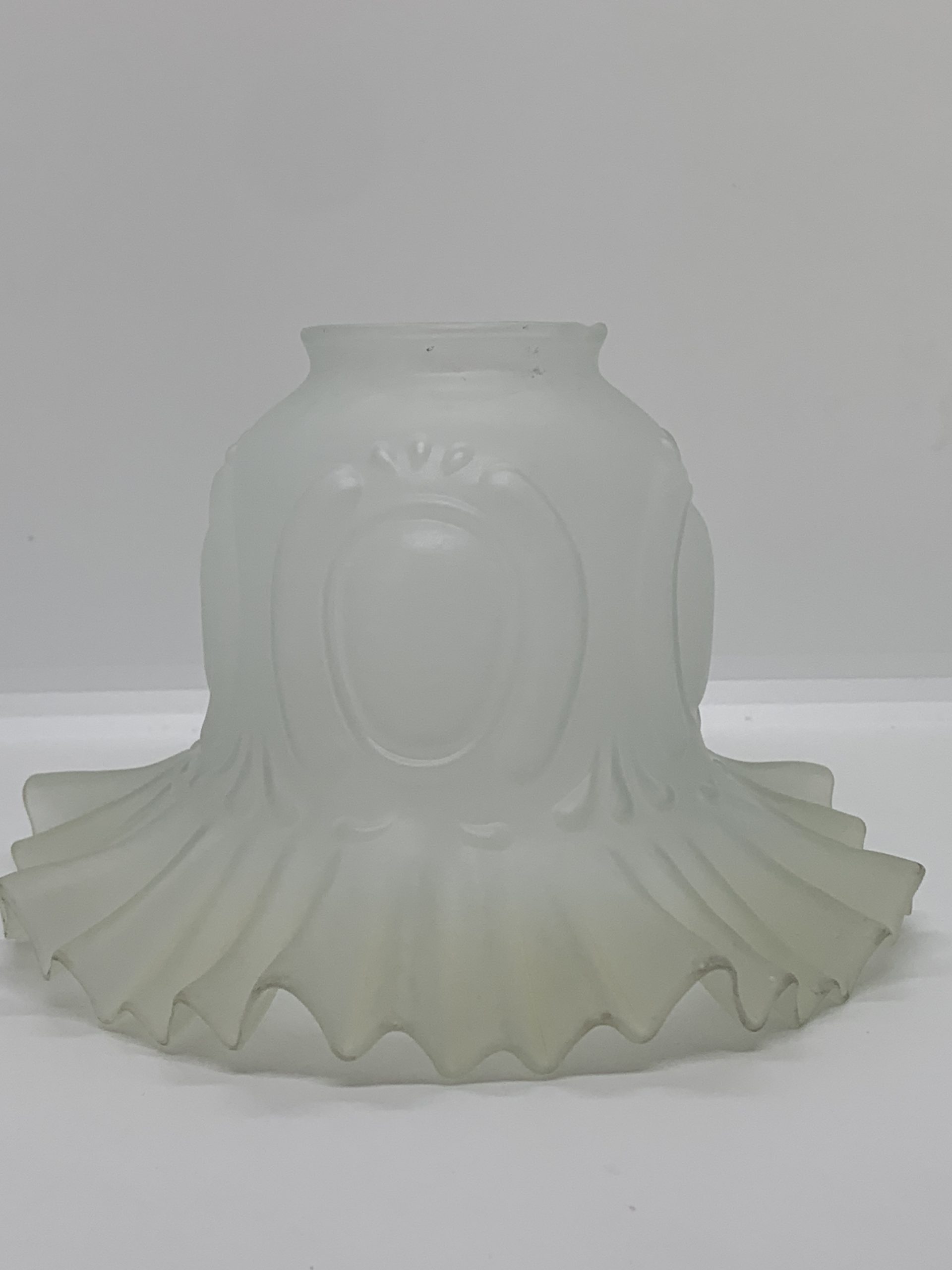 (FIVE) Vintage Ruffled Petticoat Edge Frosted Glass Light Cover ...