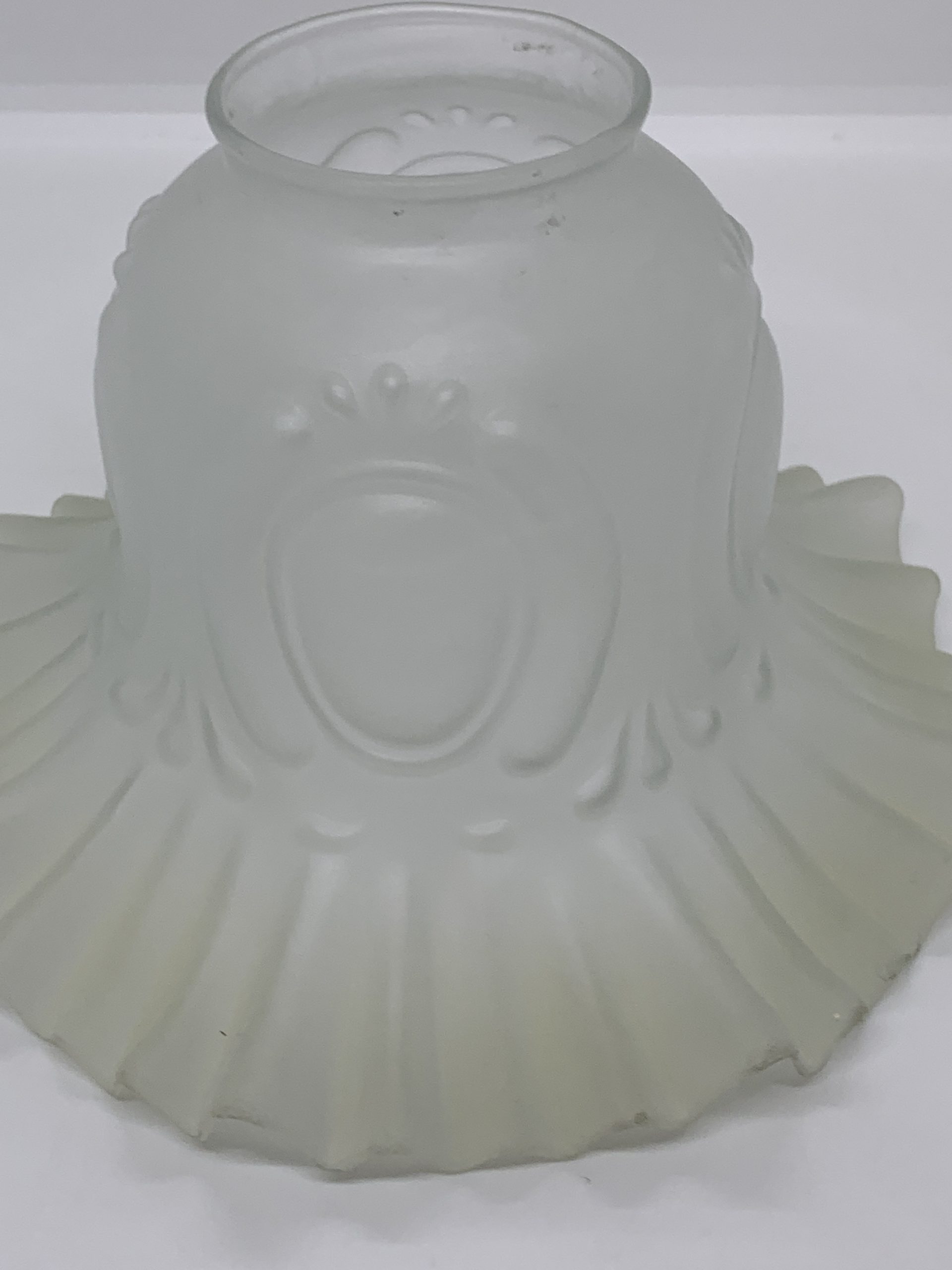 (FIVE) Vintage Ruffled Petticoat Edge Frosted Glass Light Cover ...