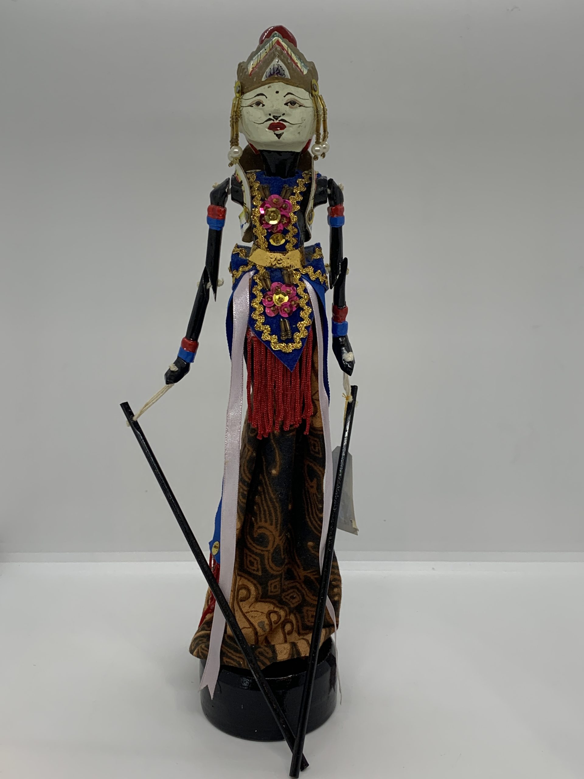 Vintage Wanyang Golek Indonesian Kresna Stick Puppet on Stand 31cm ...