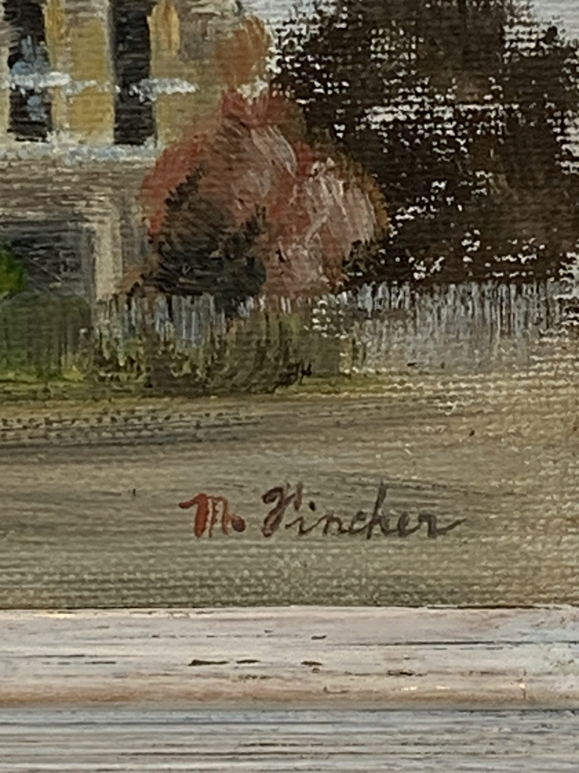 Oil Painting on Board of Terrace Houses signed lower right 20x15cm ...