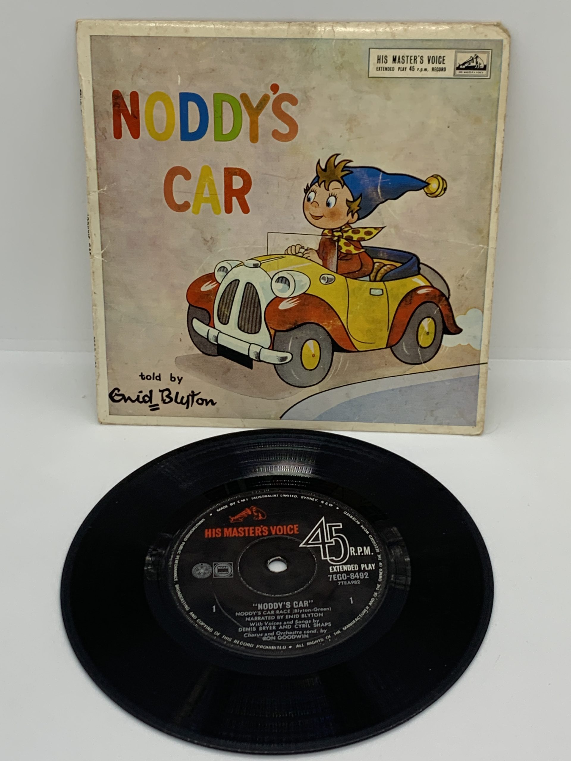 Noddys Car HMV 45 Record told by Enid Blyton - Vintage Keepsakes