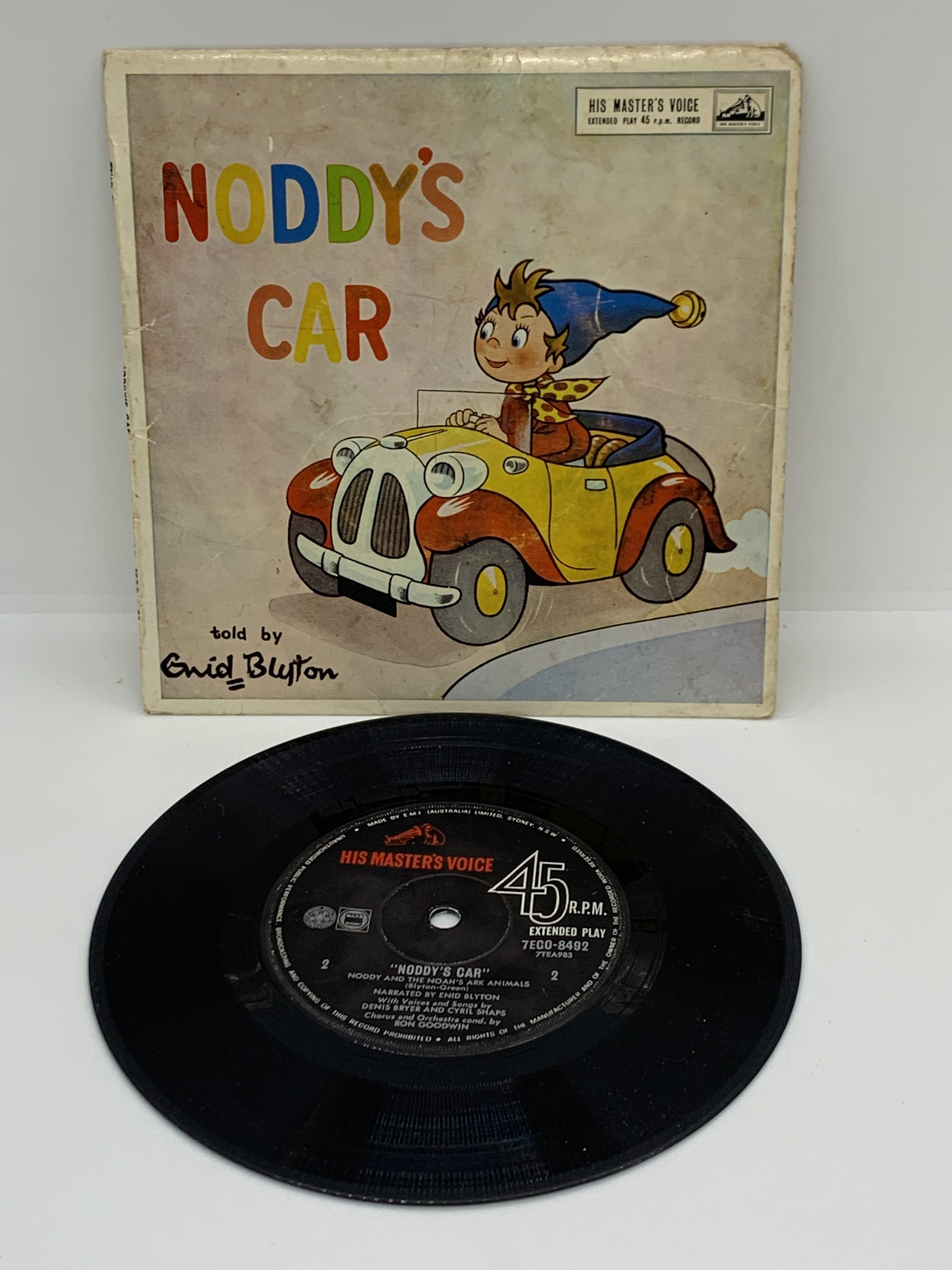 Noddys Car HMV 45 Record told by Enid Blyton - Vintage Keepsakes