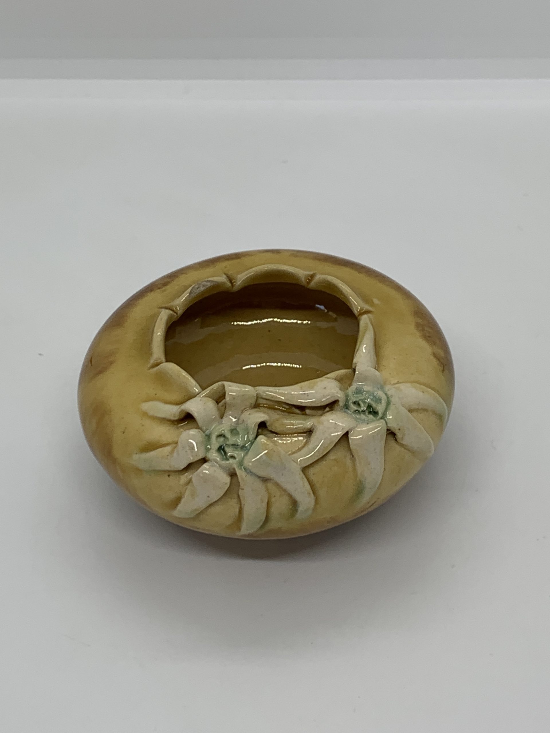 Vintage Sheila Ann Pottery Small Bowl with Flannel Flower adornments ...