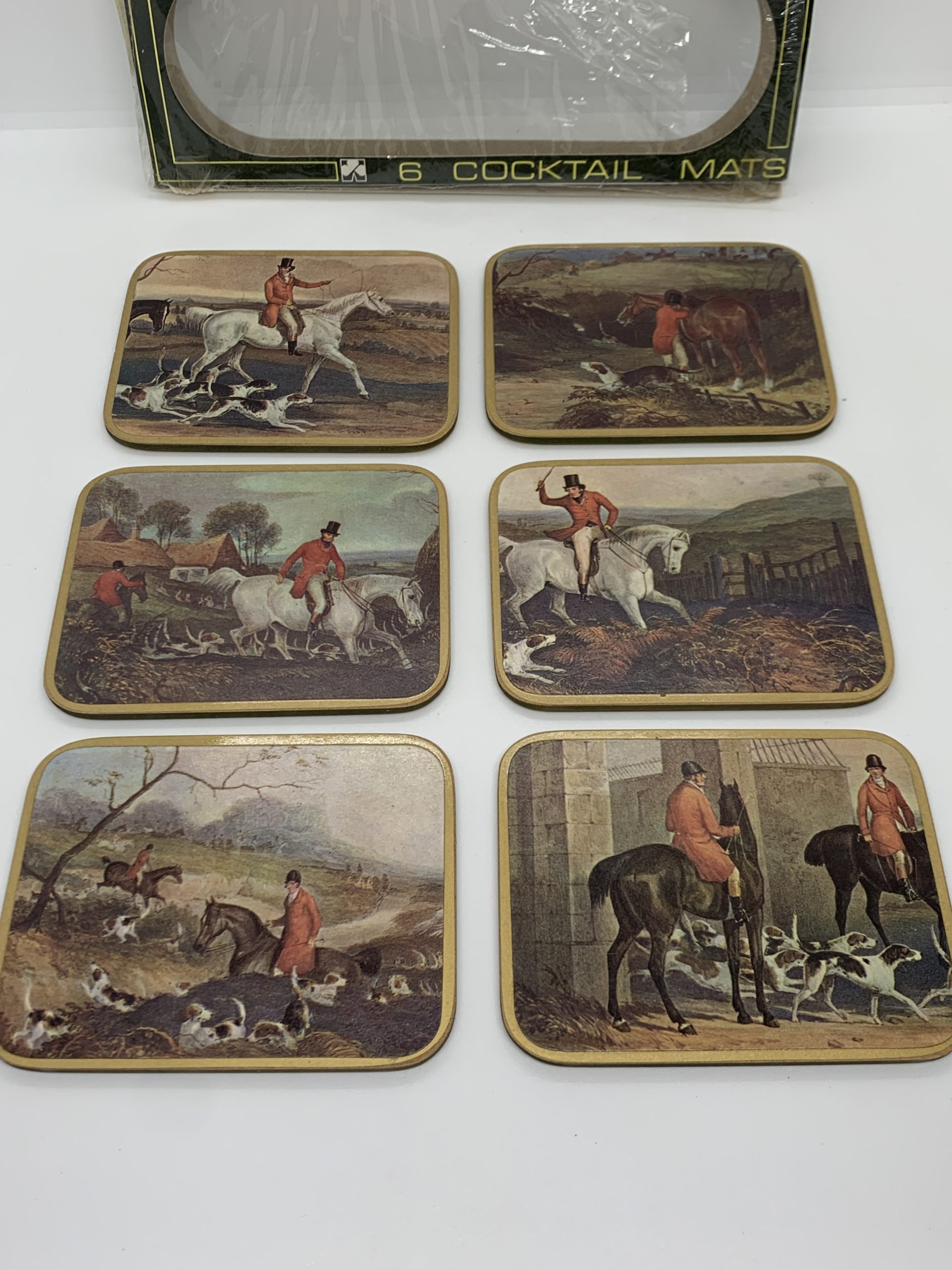 Set of Six Clover Leaf Horse Themed Cocktail Mats (Made in England ...