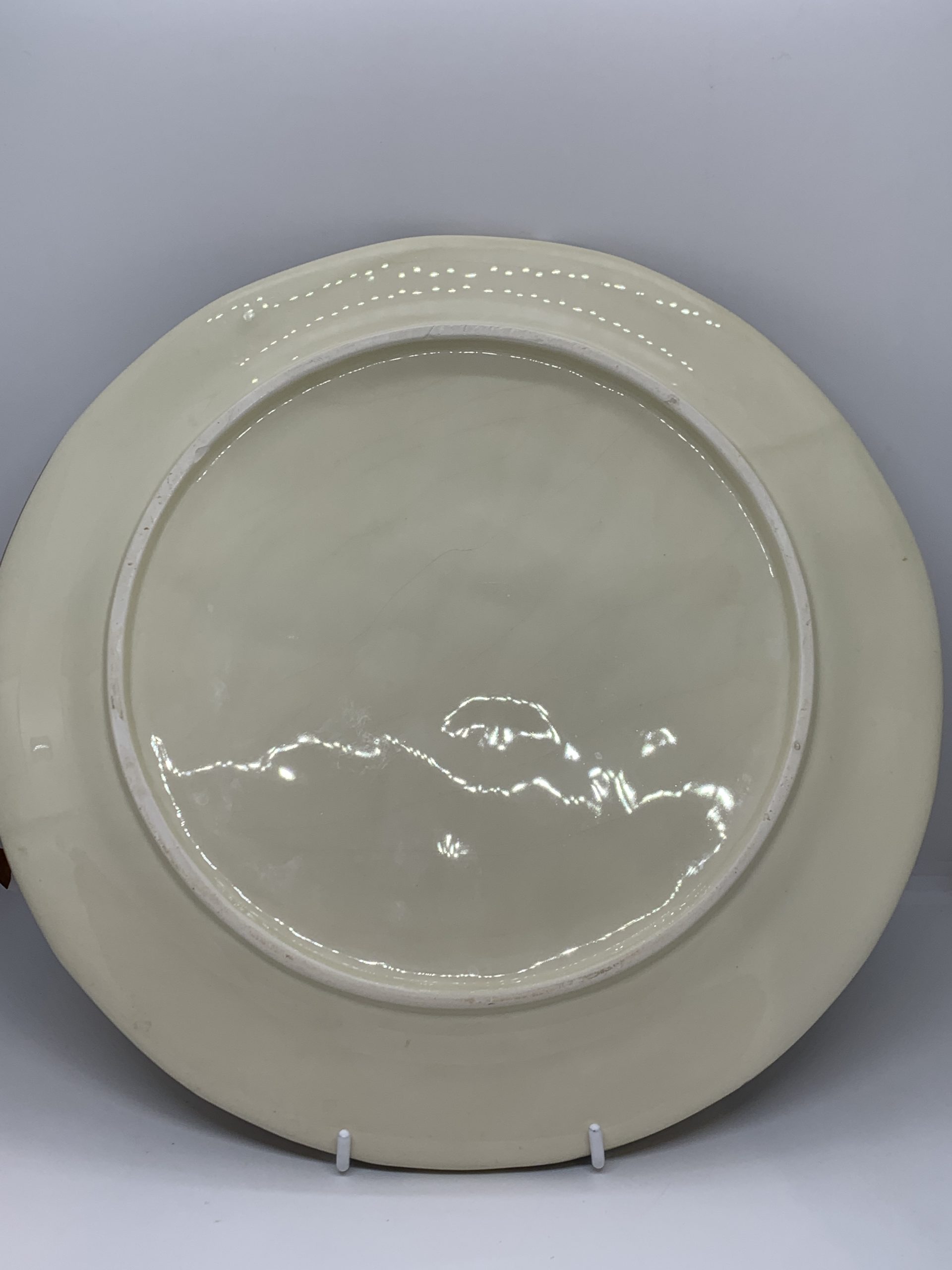 Bamboo and Hibiscus Pattern Ceramic Plate 32cm - Vintage Keepsakes