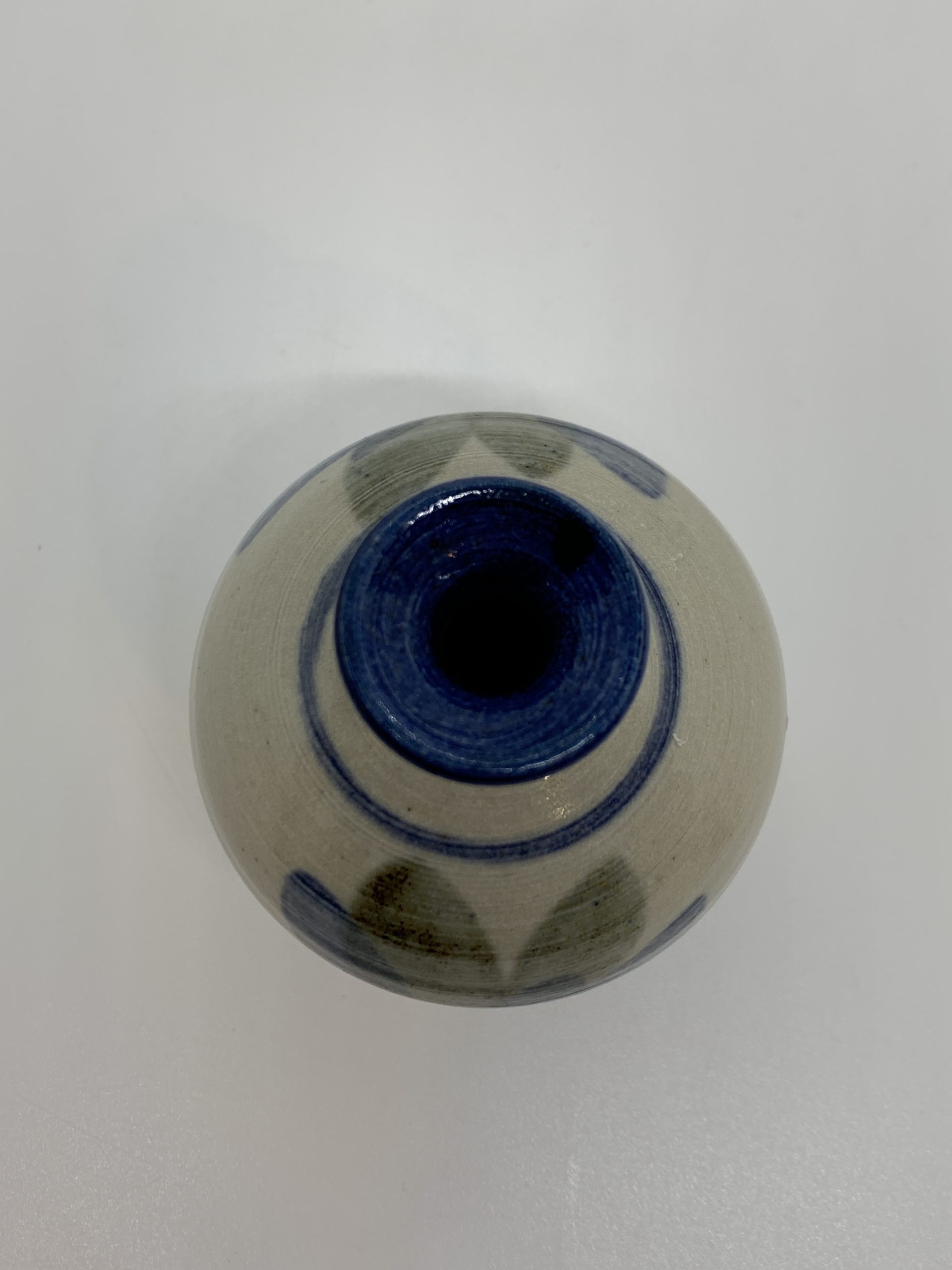 Springmount Pottery Blue and Green Leaf Vase signed to base 8cm high ...