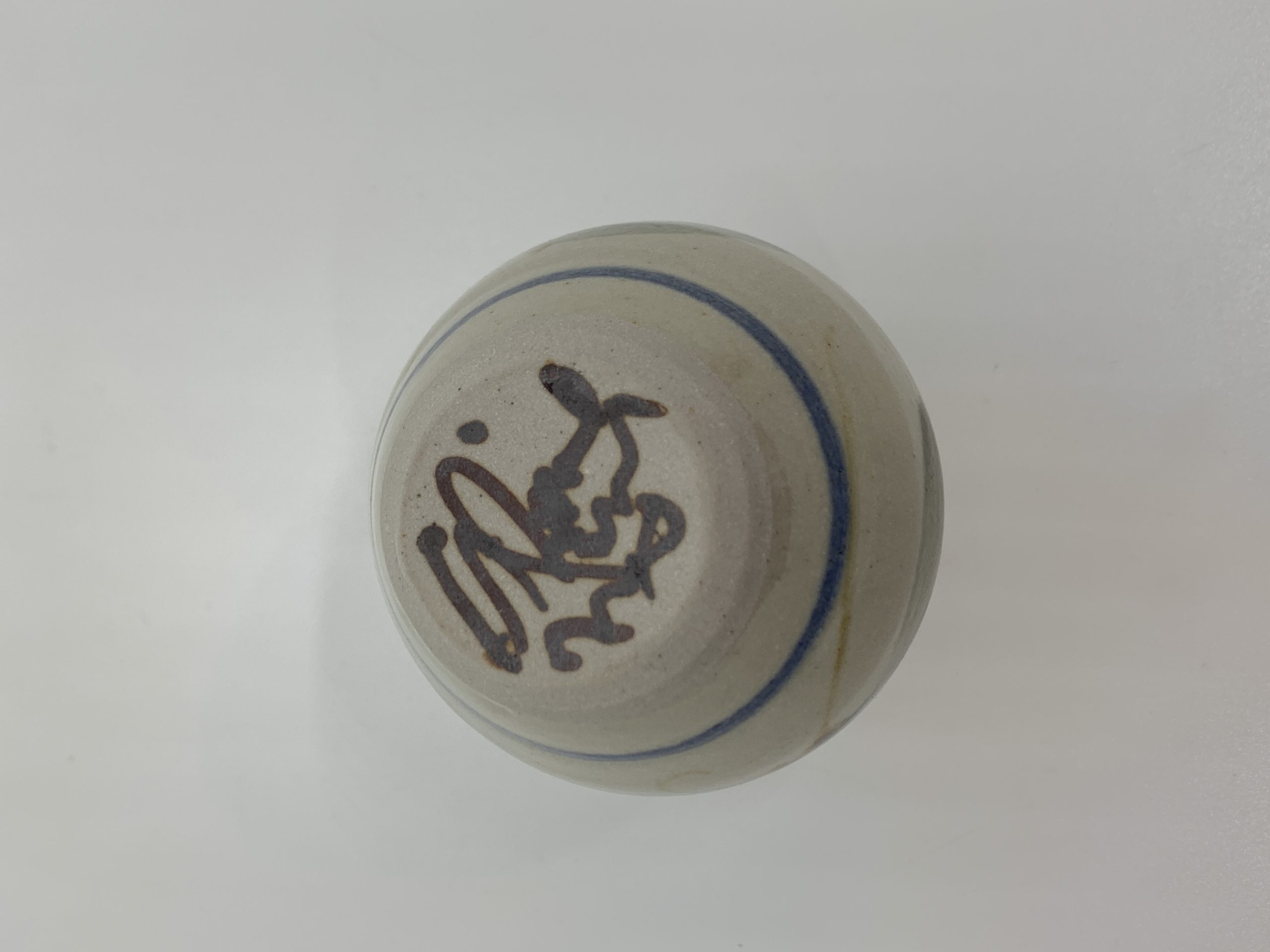 Springmount Pottery Blue and Green Leaf Vase signed to base 8cm high ...