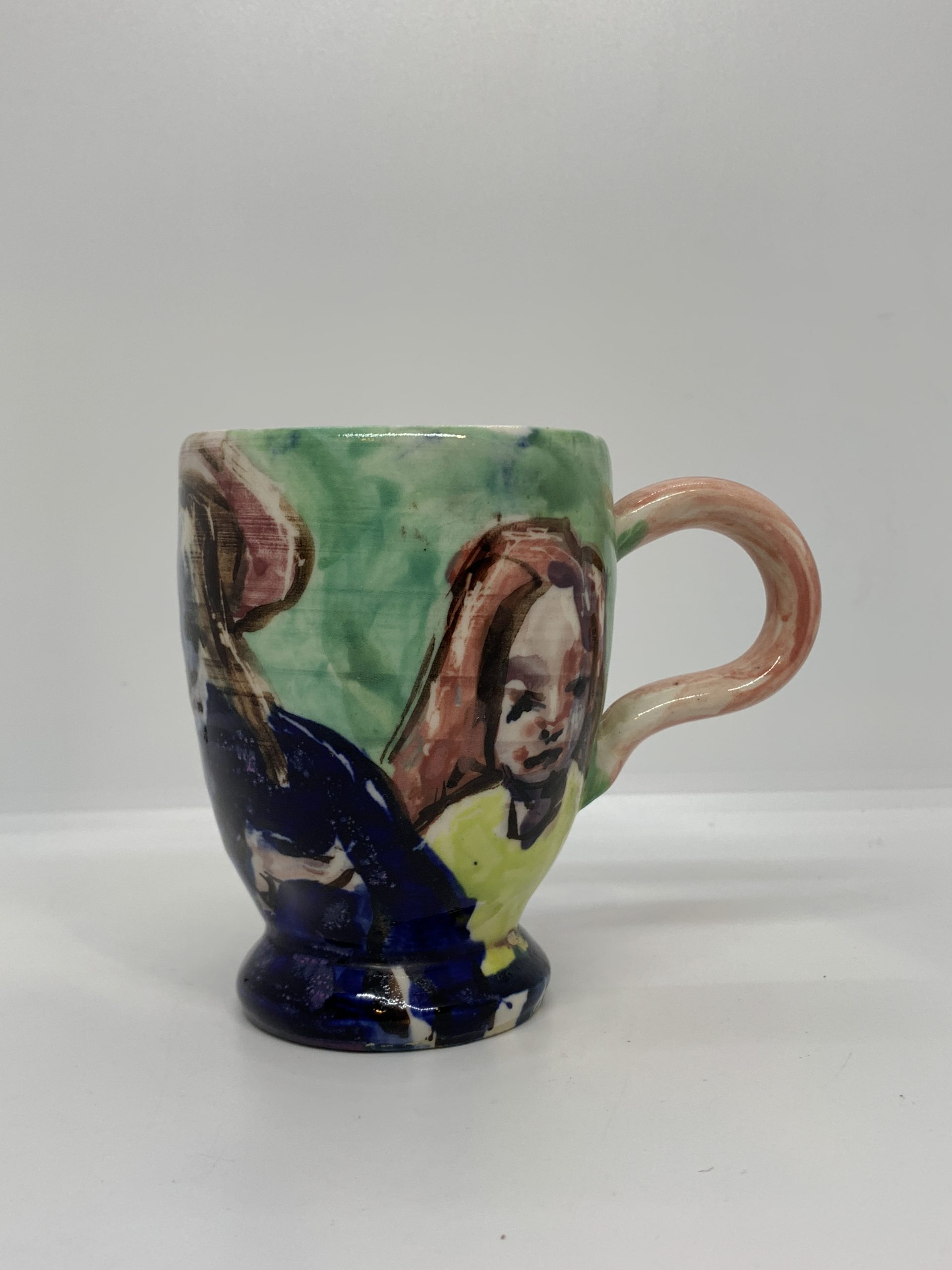 Handpainted Mug marked Lee M to base - Vintage Keepsakes