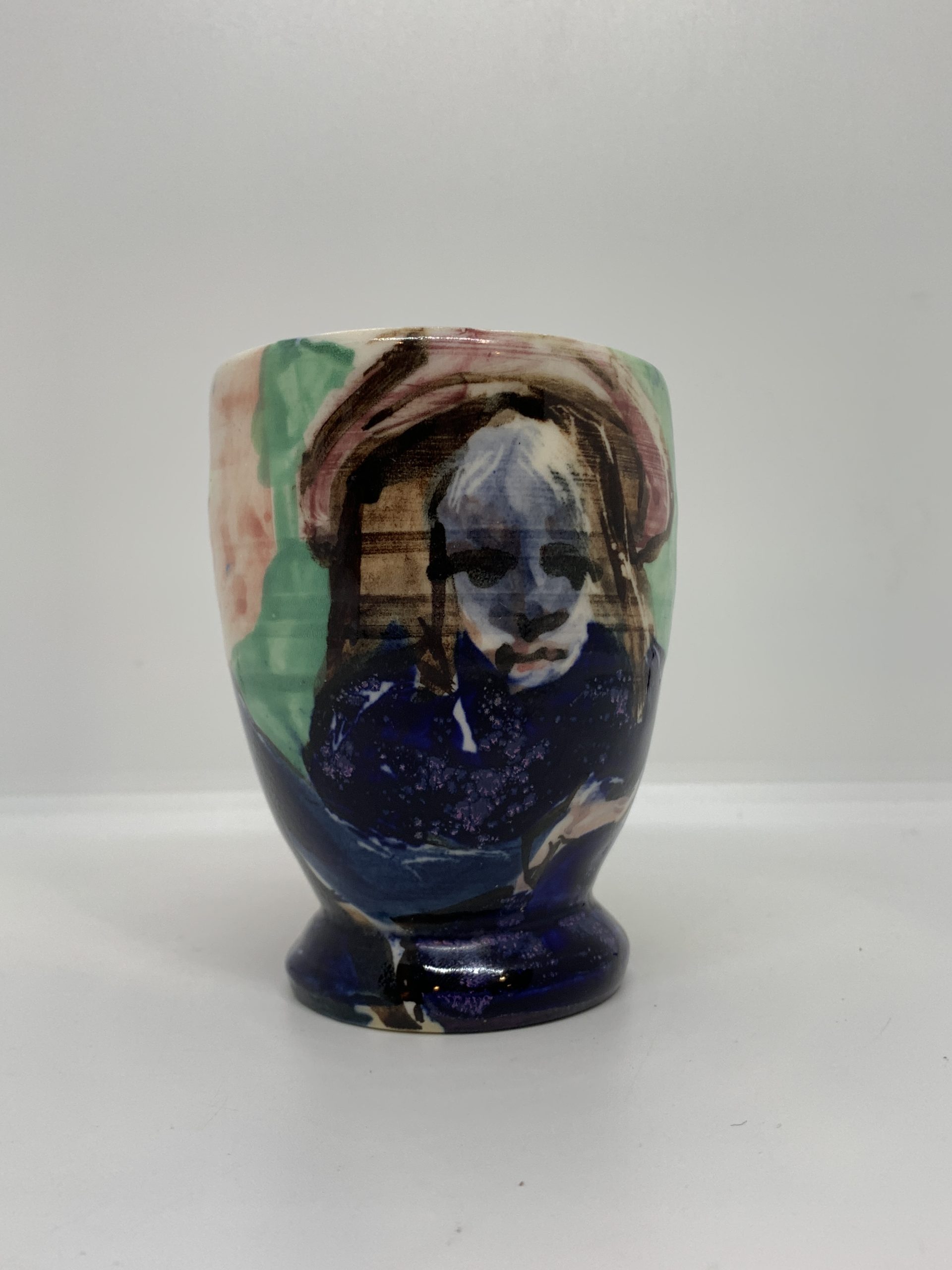 Handpainted Mug marked Lee M to base - Vintage Keepsakes