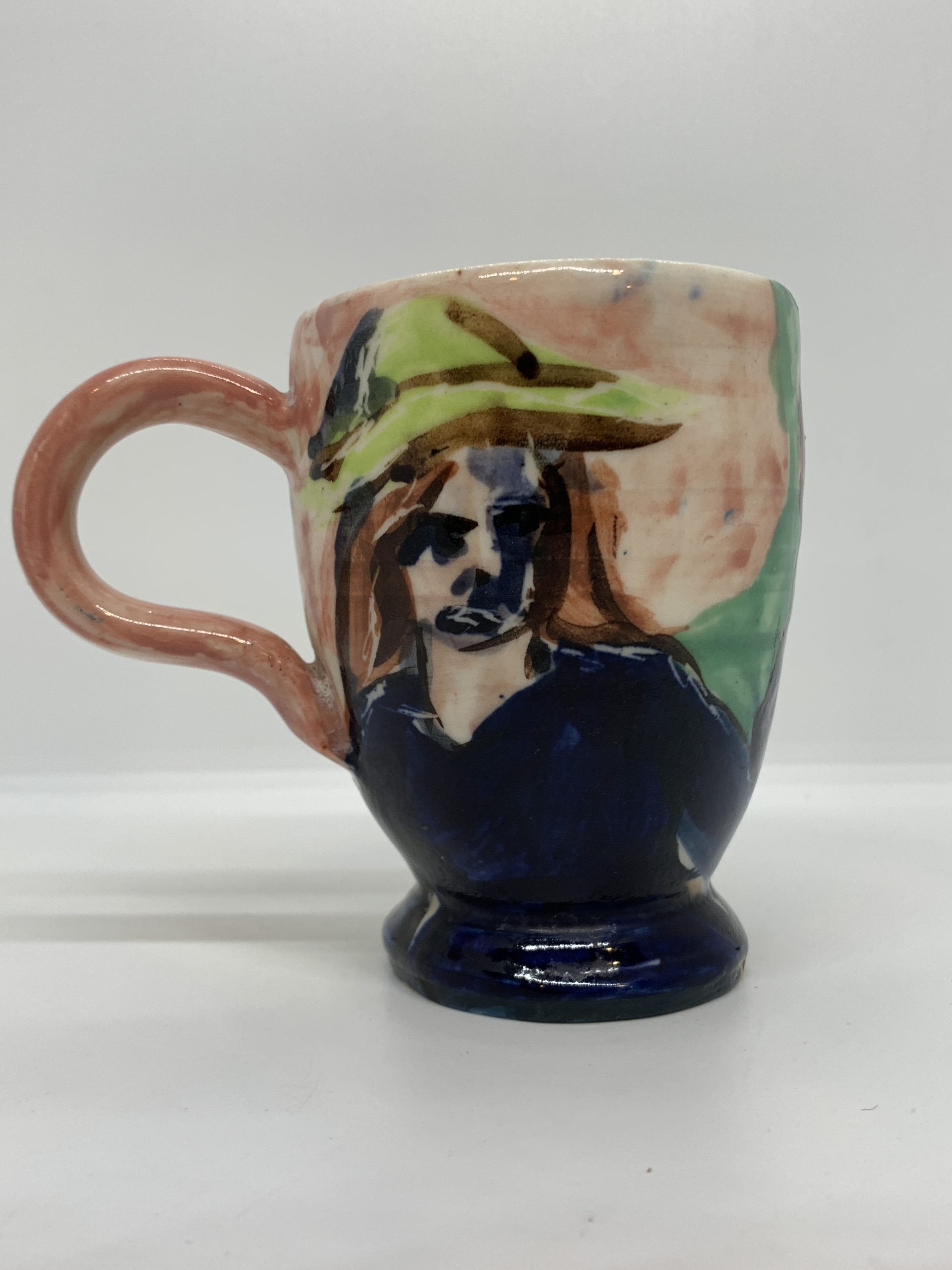 Handpainted Mug marked Lee M to base - Vintage Keepsakes