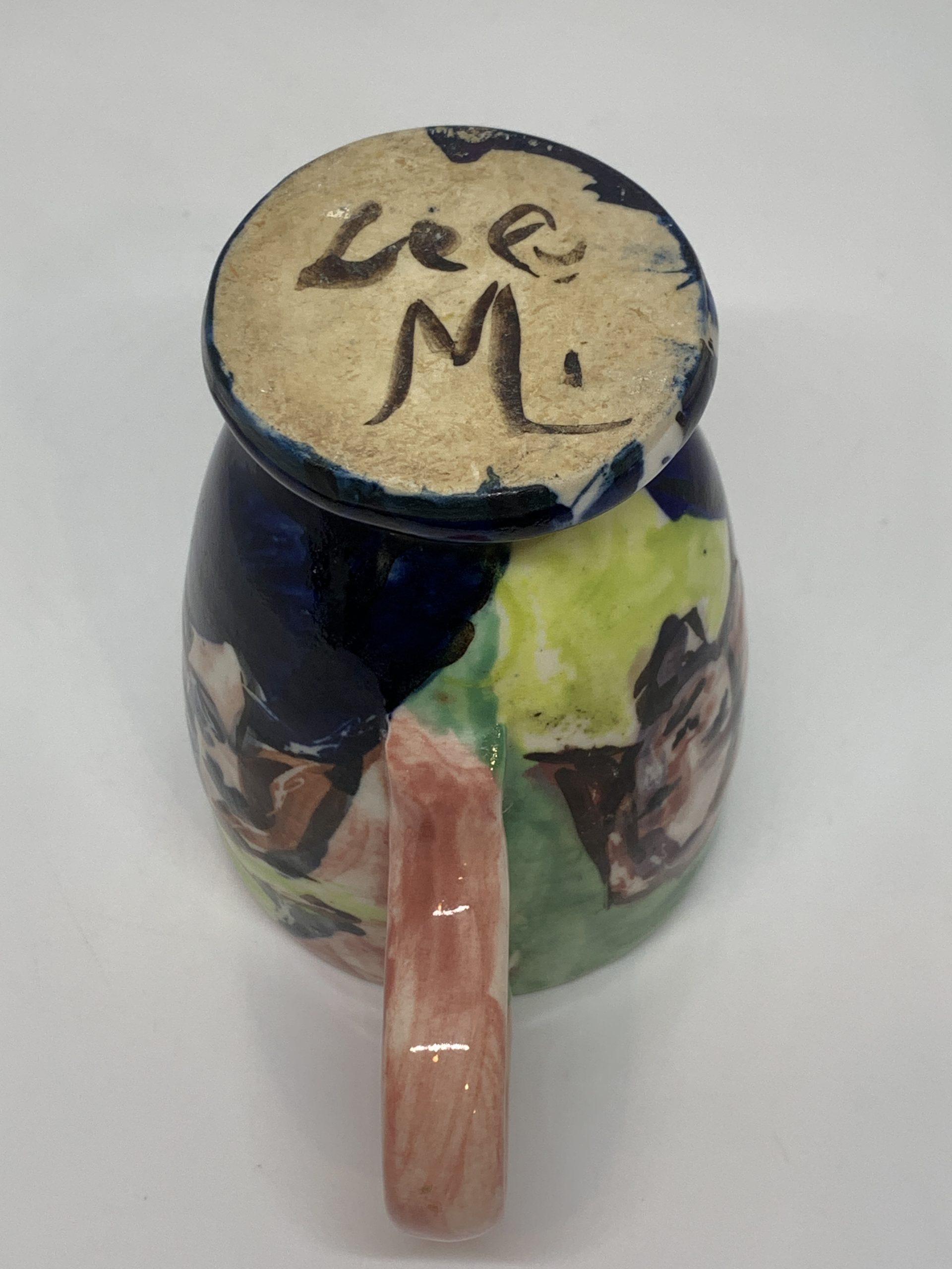 Handpainted Mug marked Lee M to base - Vintage Keepsakes