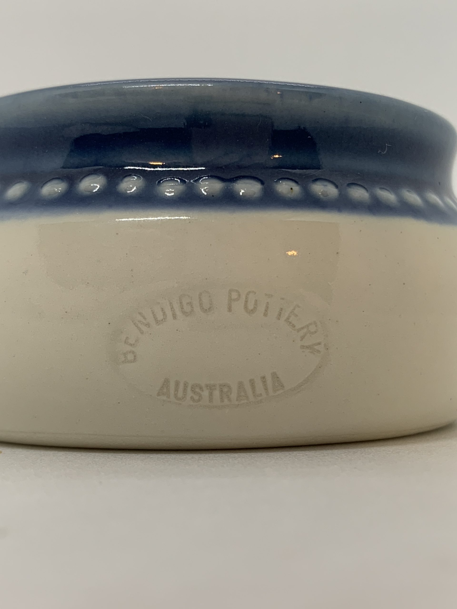 Bendigo Pottery Beaded Blue Butter Pat - Vintage Keepsakes