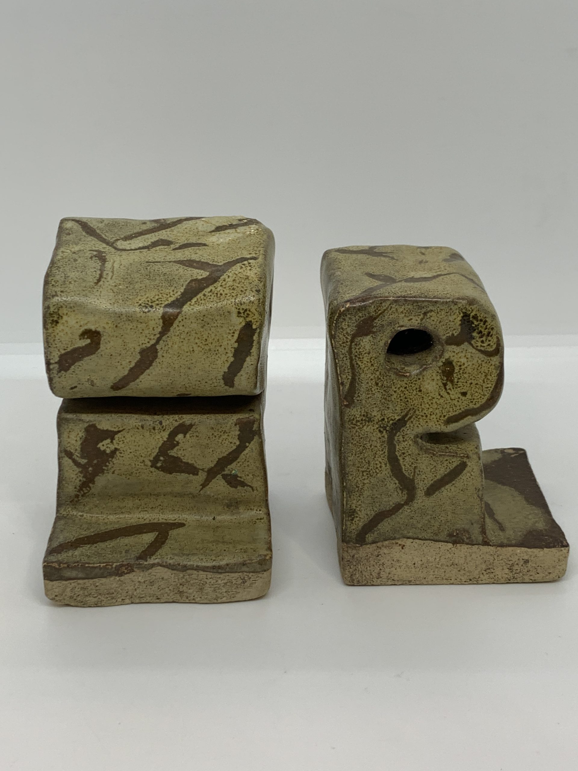 Pair of Abstract Bookends marked GH Mam (approx 22cm high) - Vintage ...
