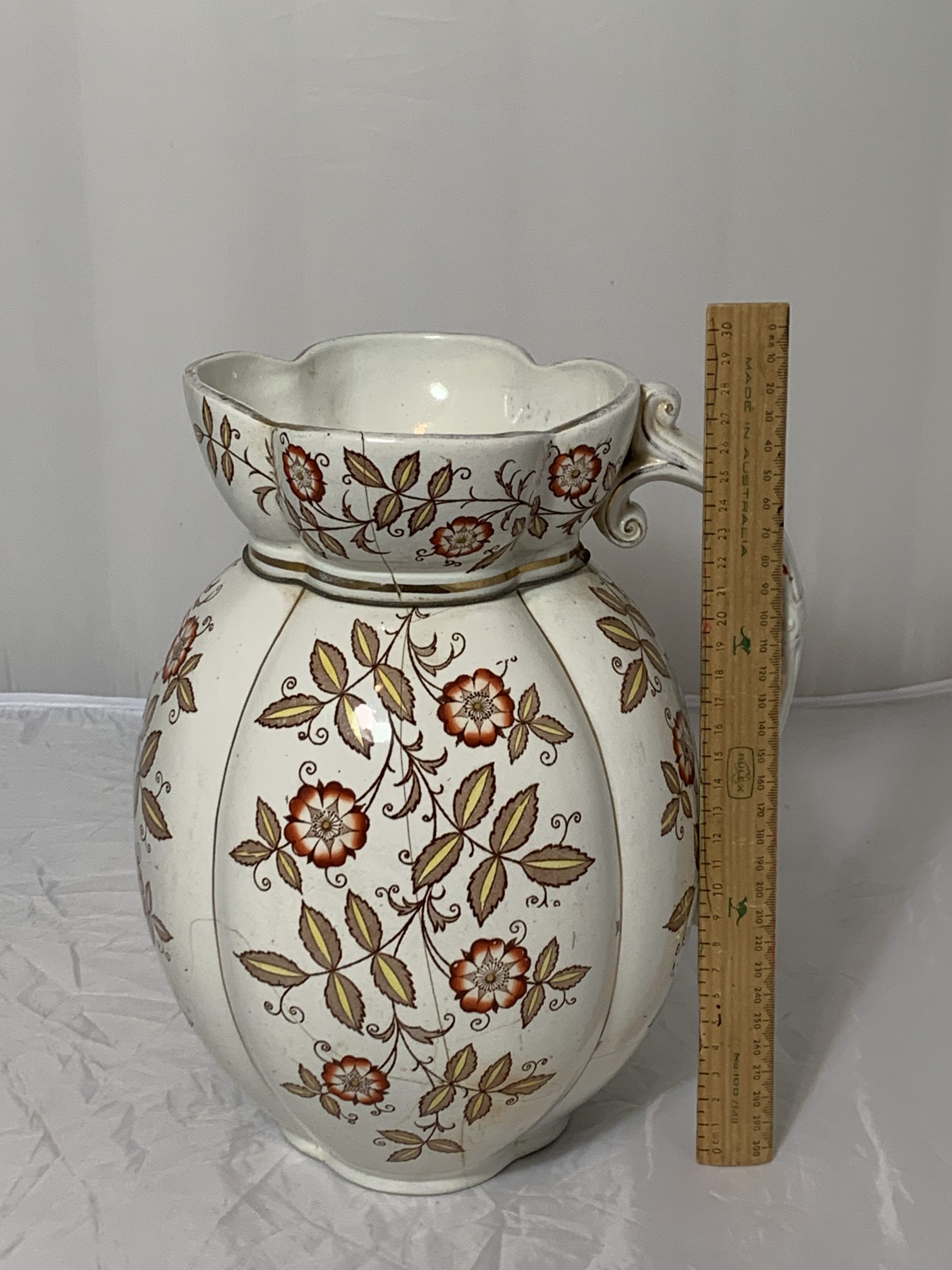 Large Ceramic Jug with Handle cracked reg no 103701 1632 29cm - Vintage ...
