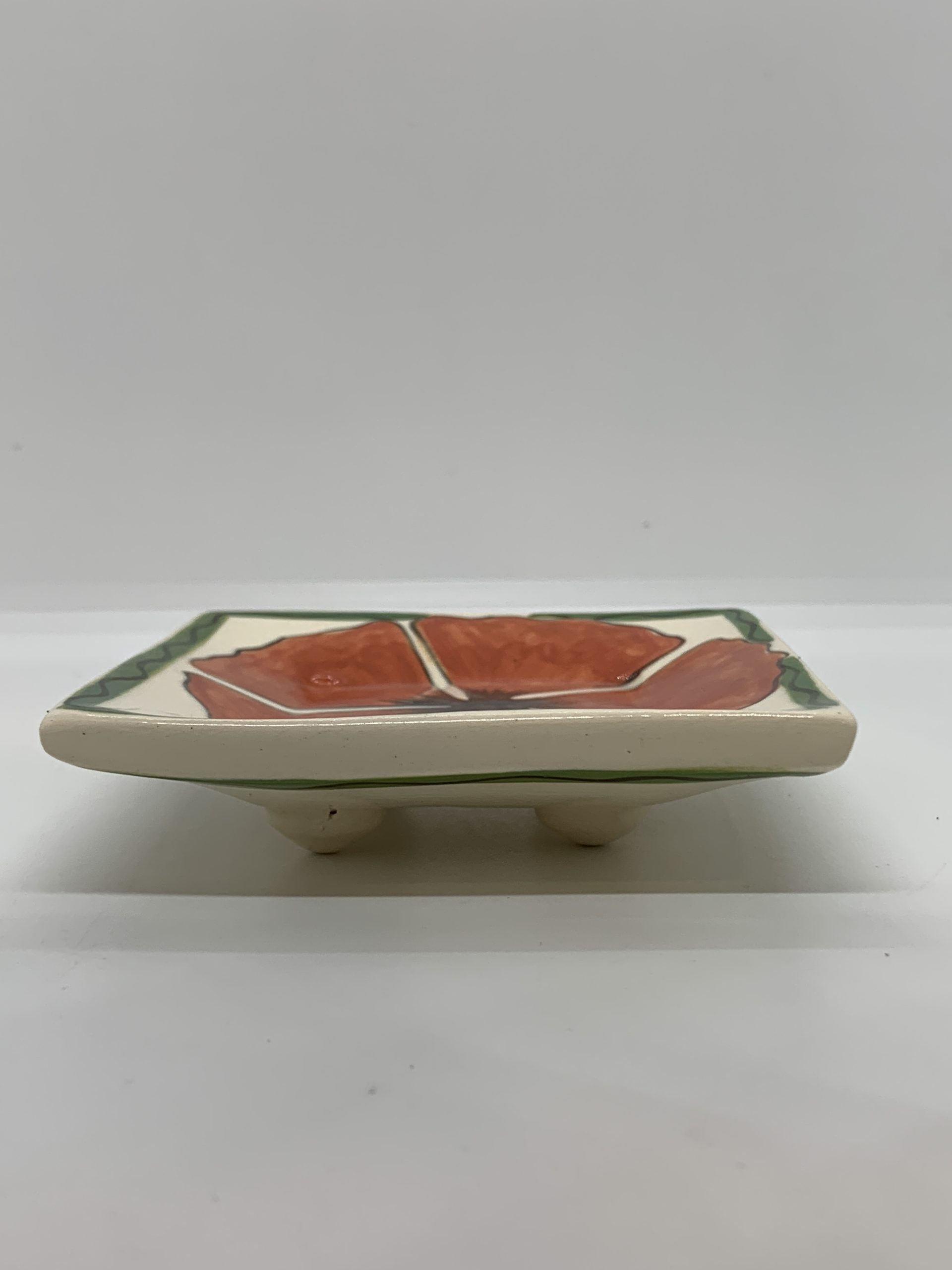 Robyn Perry Square Pottery Plate with Feet Floral Plate (approx 12cm ...