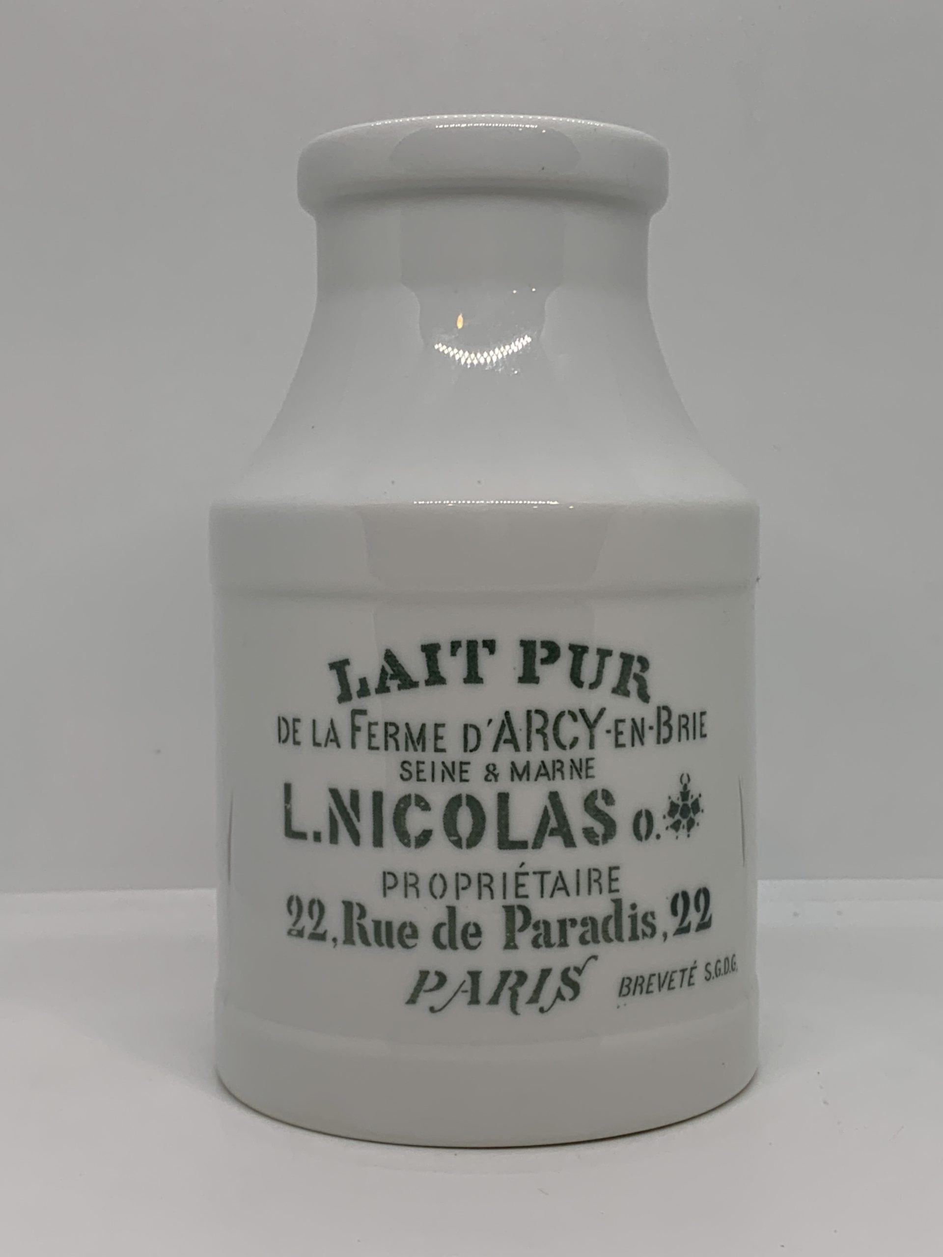 Vintage White Porcelain Milk Bottle with French text Lait Pur de la ...