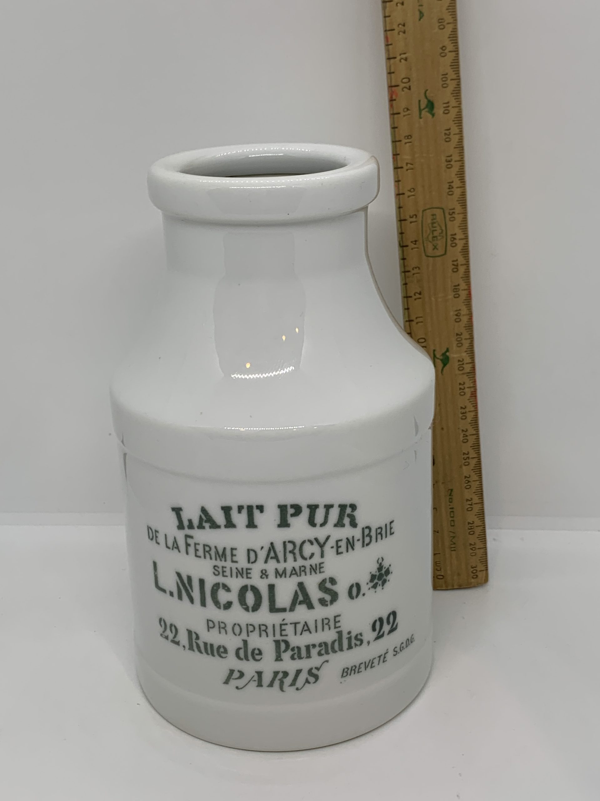 Vintage White Porcelain Milk Bottle with French text Lait Pur de la ...