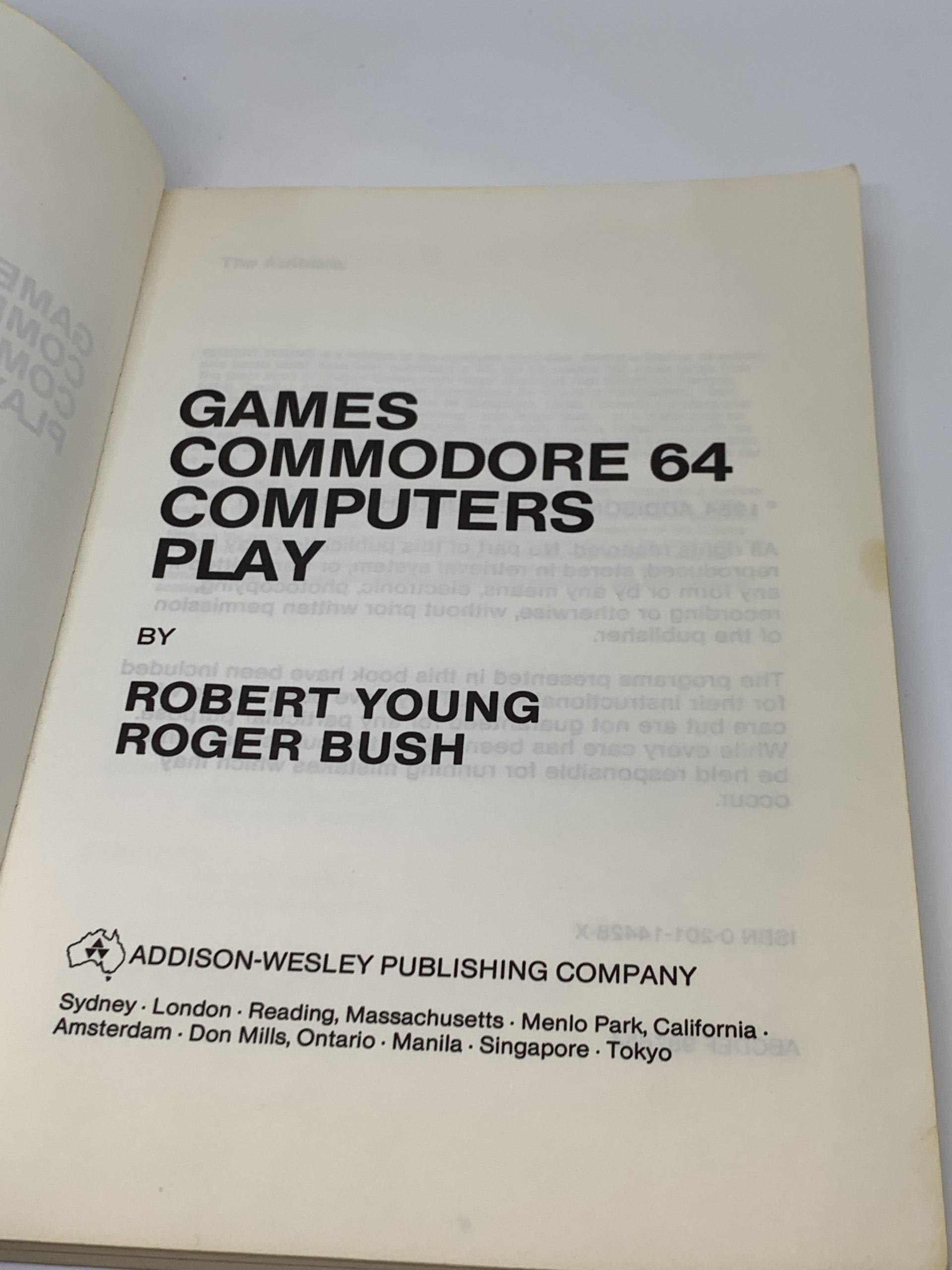Games Commodore 64 Computers Play Book (Robert Young and Roger Bush ...