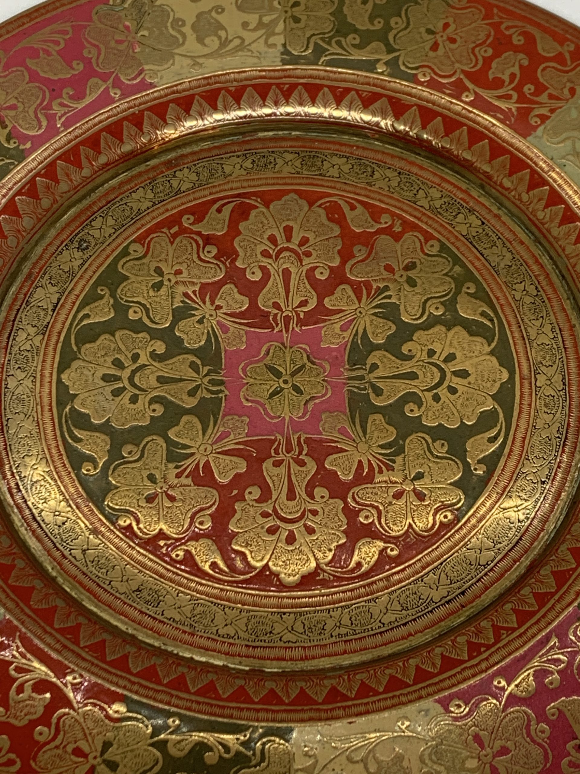 Indian Copper and Enamelled Plate 24cm - Vintage Keepsakes
