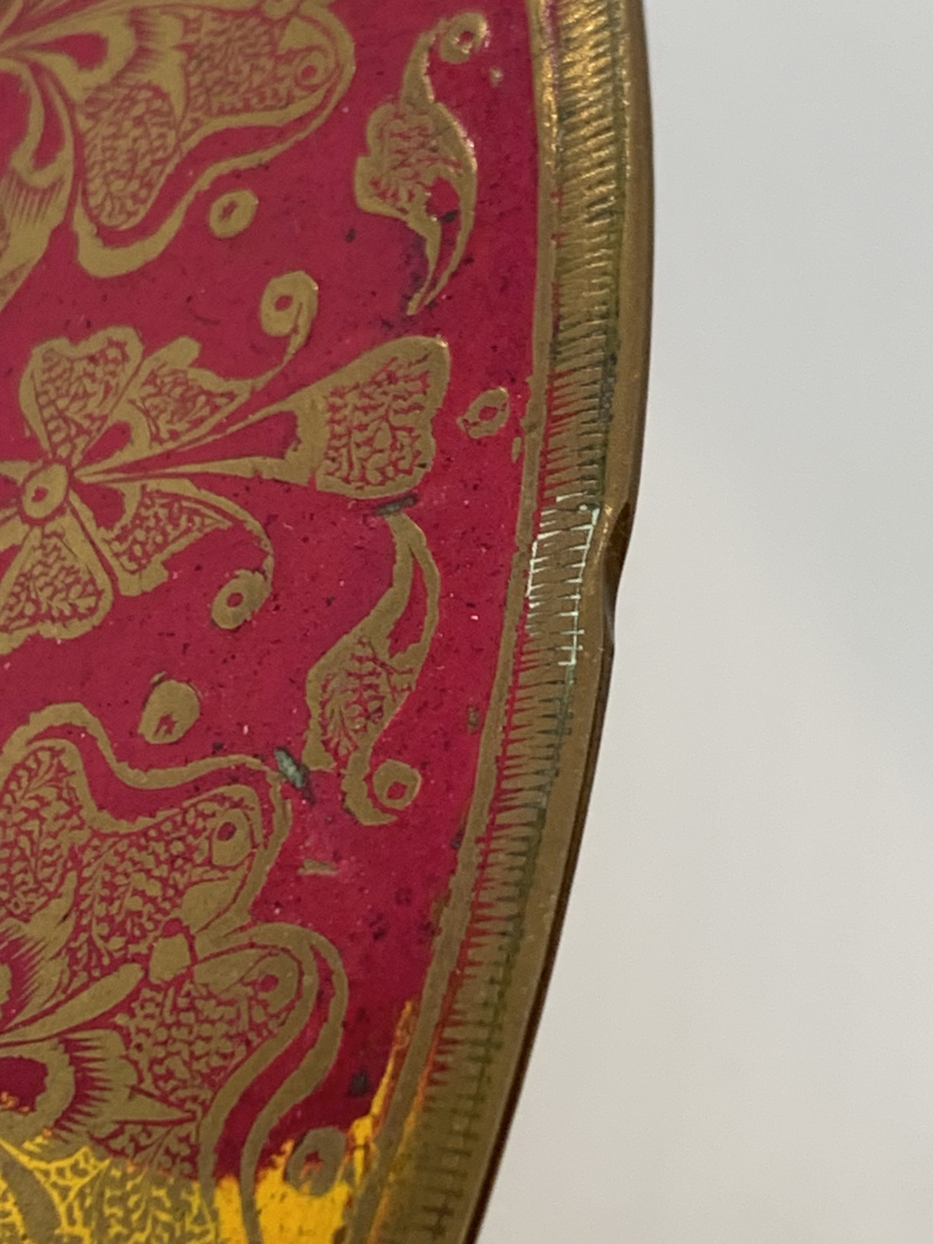 Indian Copper and Enamelled Plate 24cm (stamped Made in India) AF ...